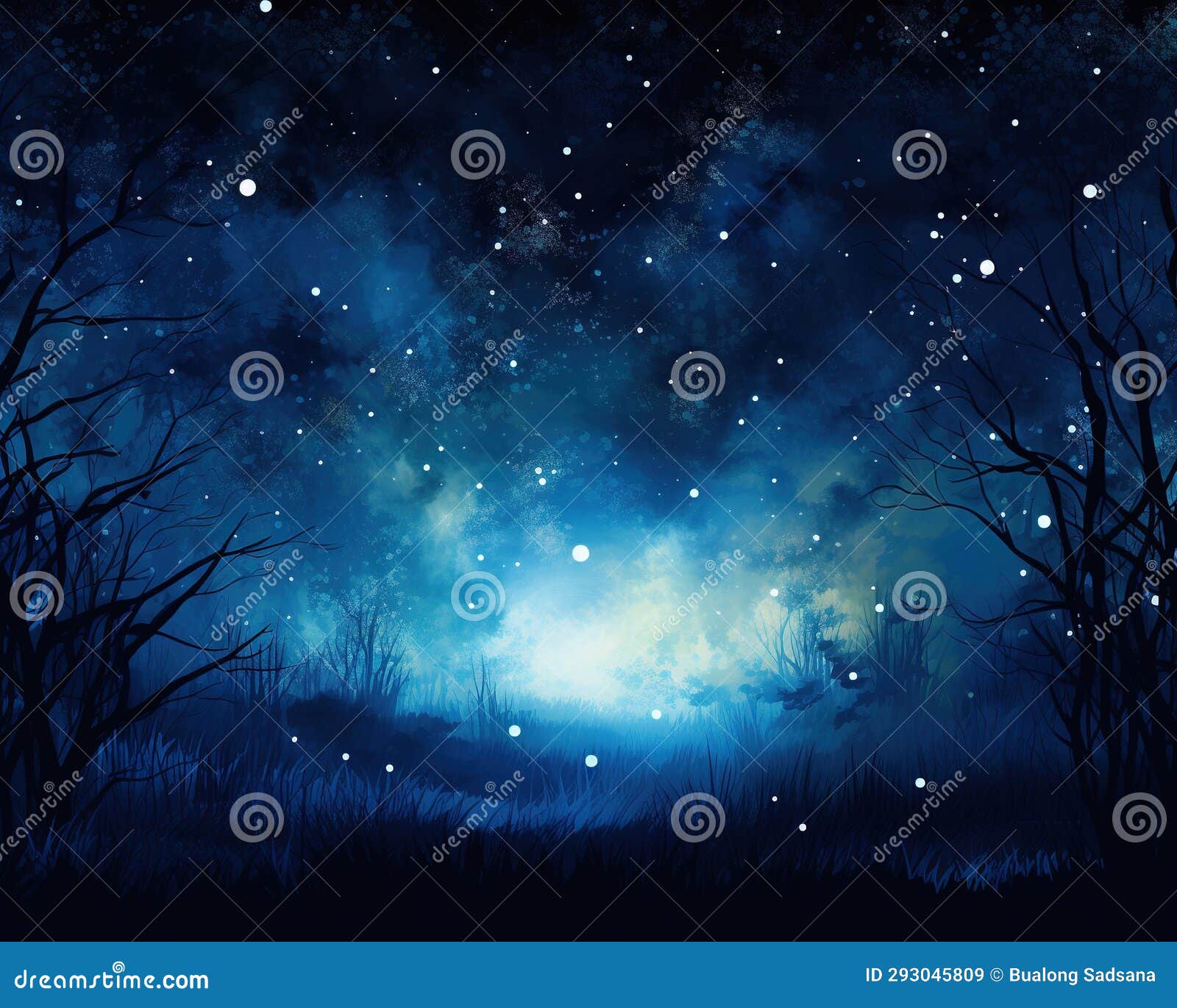 Magic Background with a Full Moon at Night. Stock Illustration ...