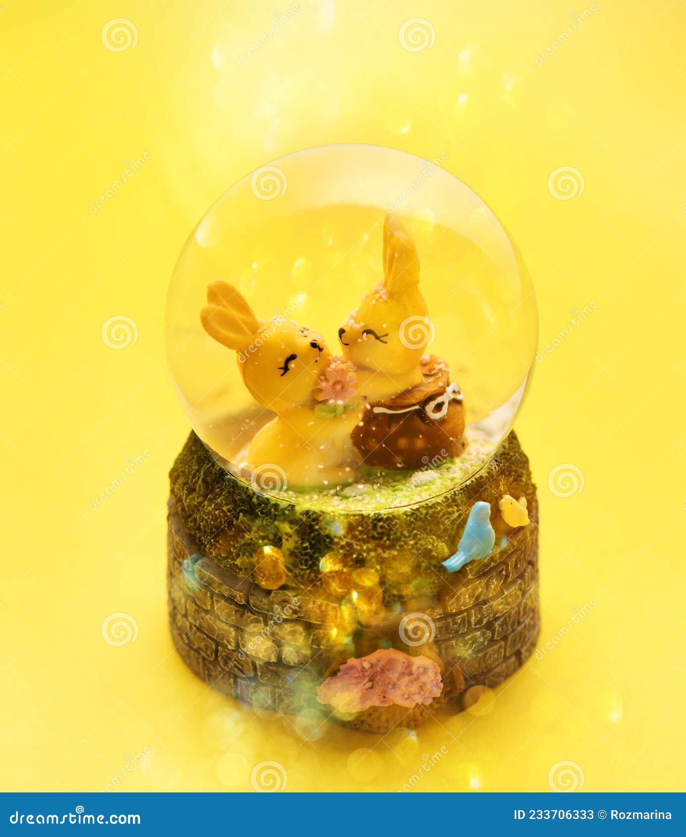 Magic Ball Easter Decor. Snow Globe with Easter Bunnies Stock Image ...