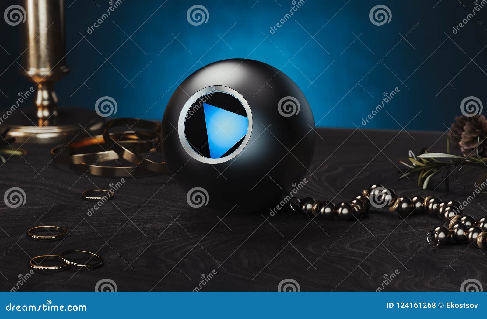 Magic Ball Fortune Teller on Table and Next To Occult Devices, 3d ...