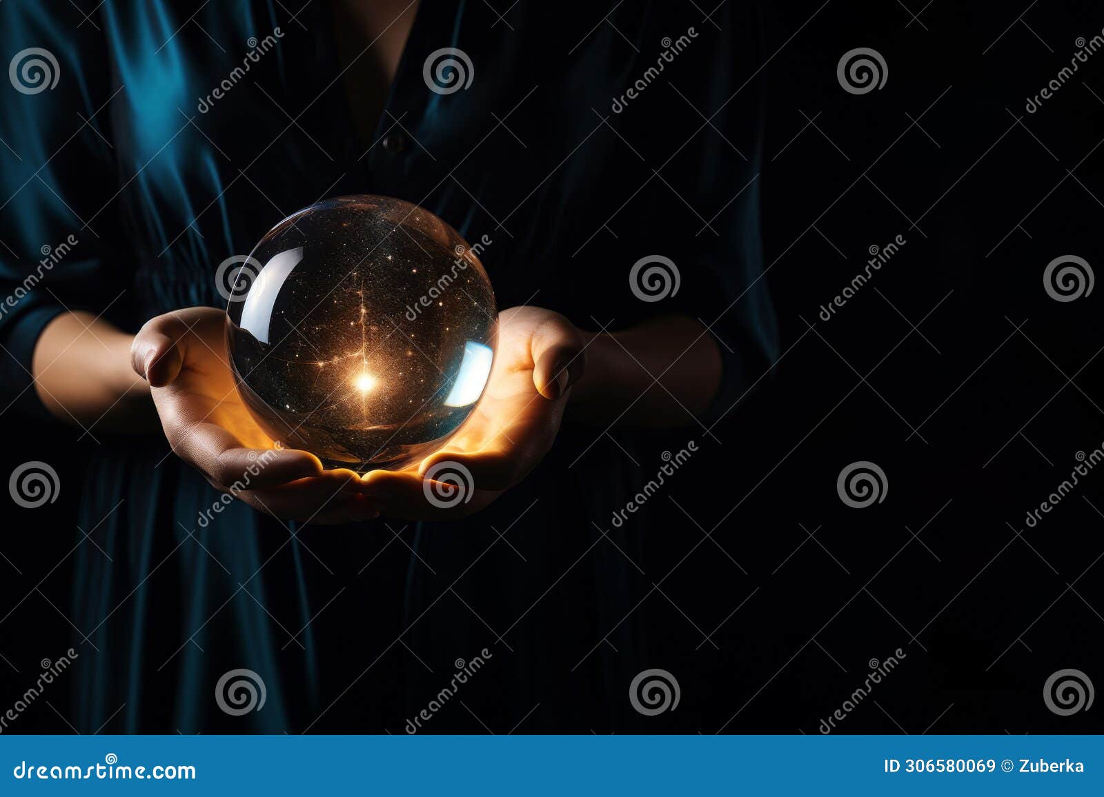 Magic Ball in Hands stock illustration. Illustration of fortune - 306580069
