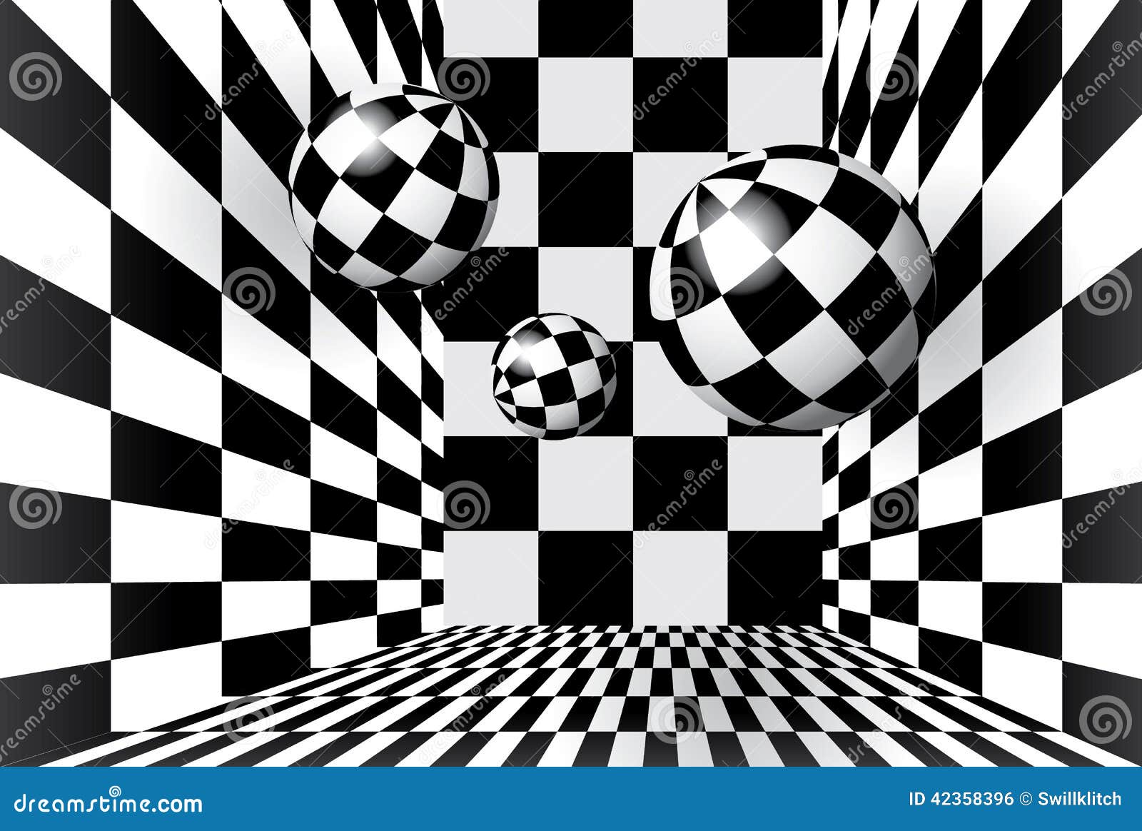 Magic Balls in Checkered Room Stock Vector - Illustration of decorative ...