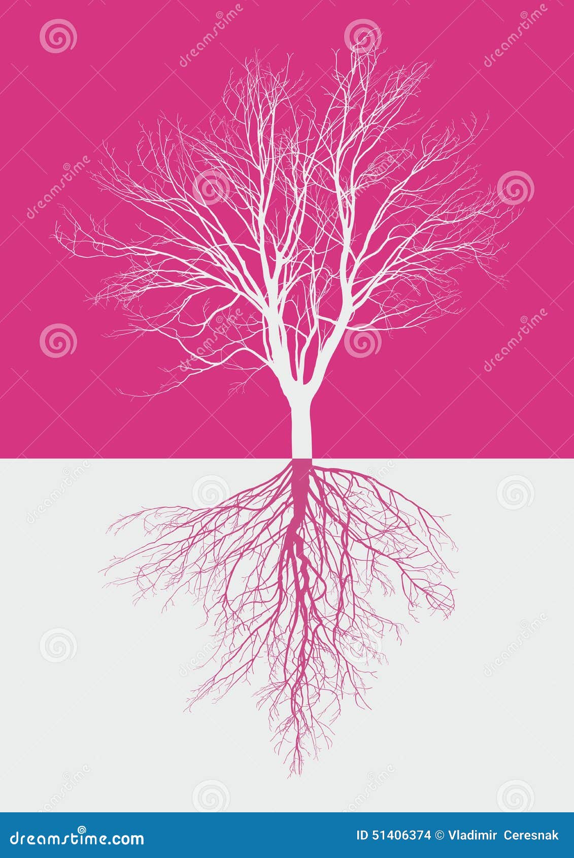 Magic bare tree with roots stock vector. Illustration of branched ...