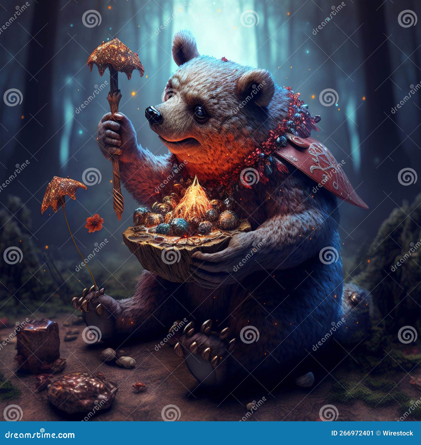 Bear Magic in the Wild - AI Generated Stock Illustration - Illustration ...