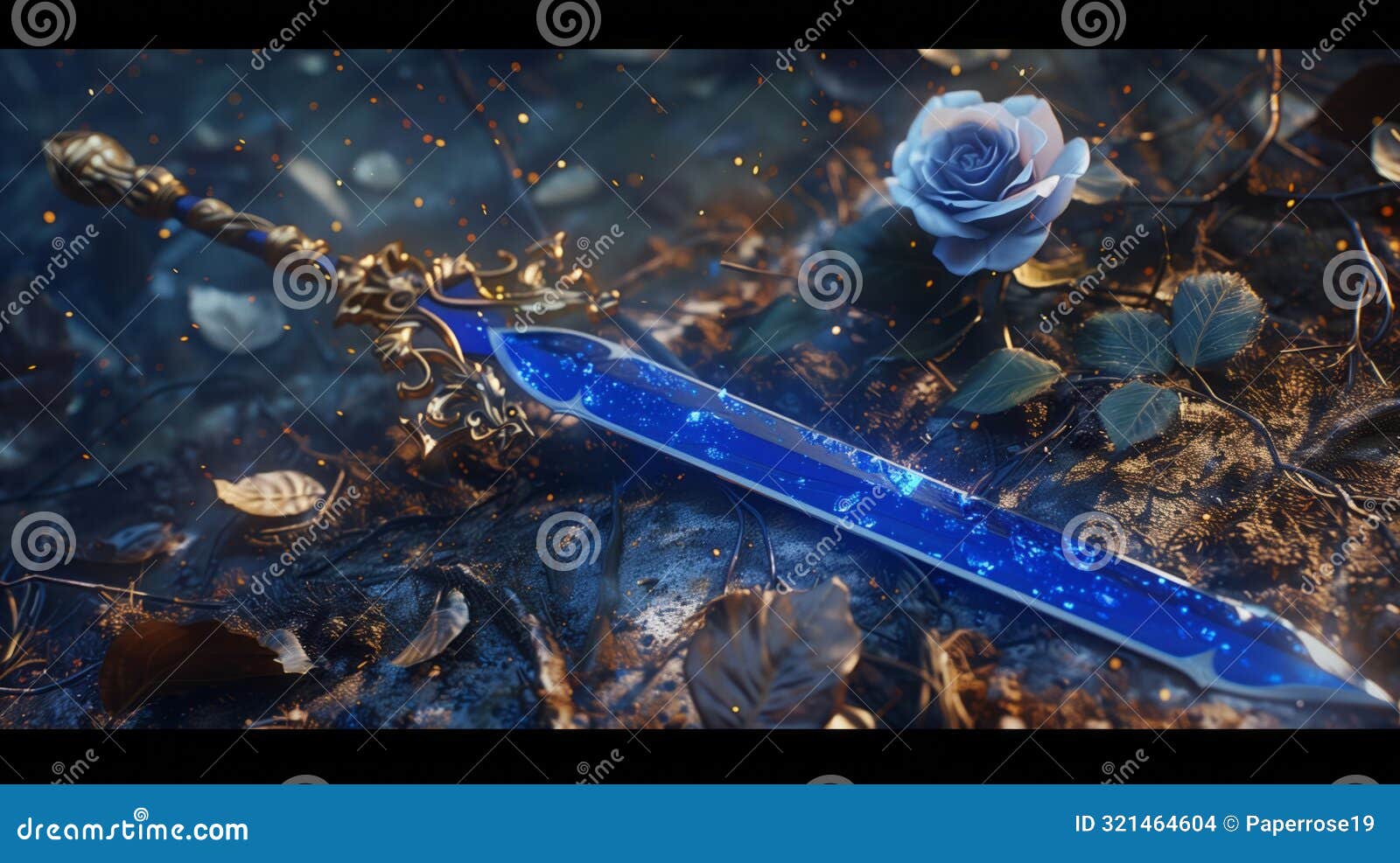 Magic blue rose sword stock photo. Image of wallpaper - 321464604