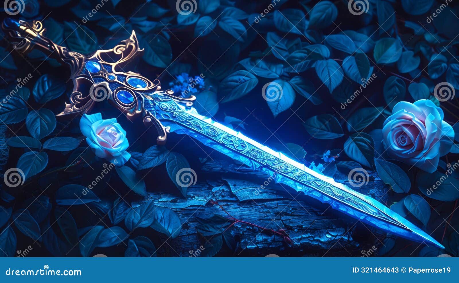 Magic blue rose sword stock image. Image of backdrop - 321464643