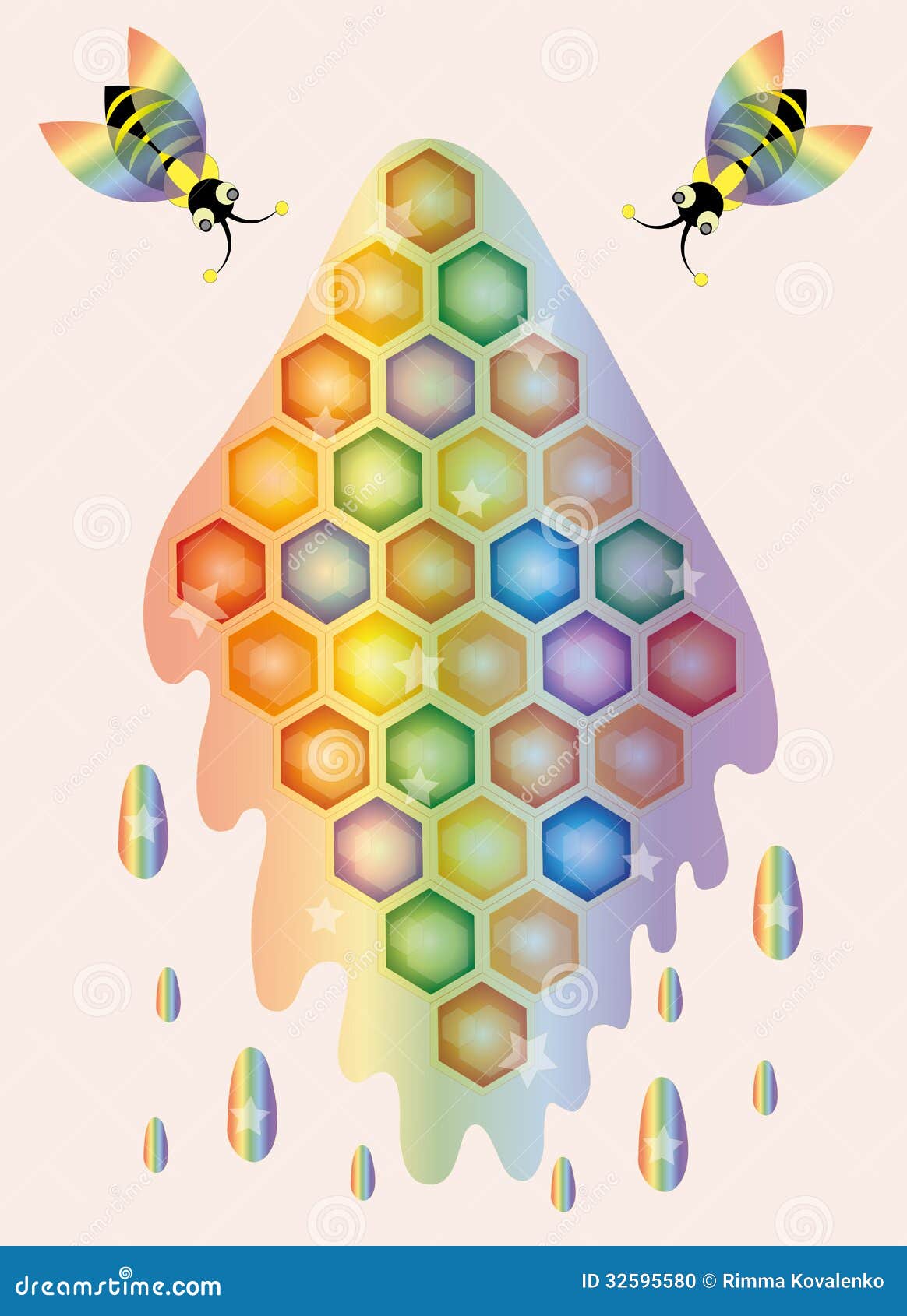 Magic bees and honey. stock vector. Illustration of honey - 32595580