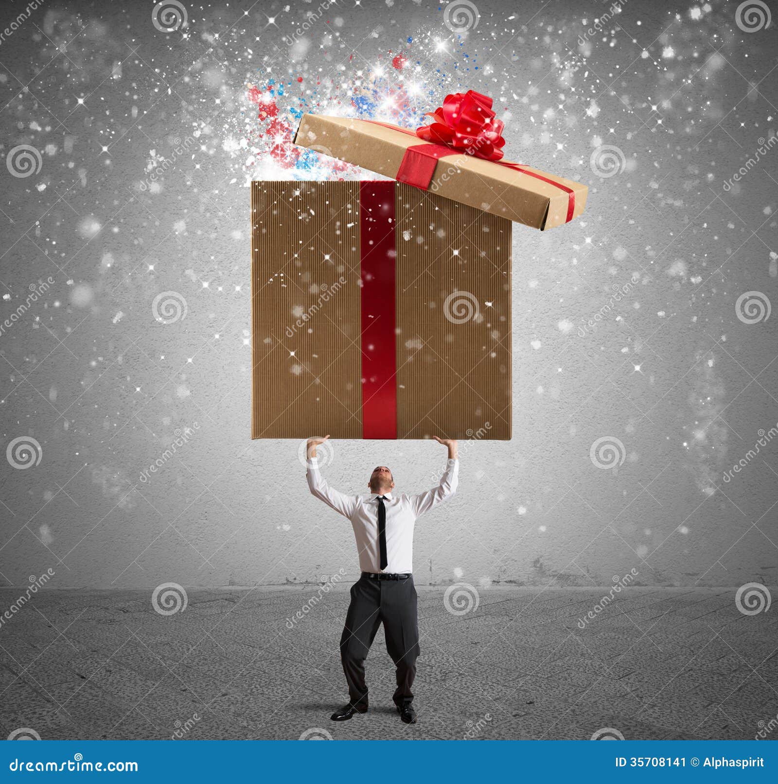 Magic big present stock image. Image of person, snow - 35708141
