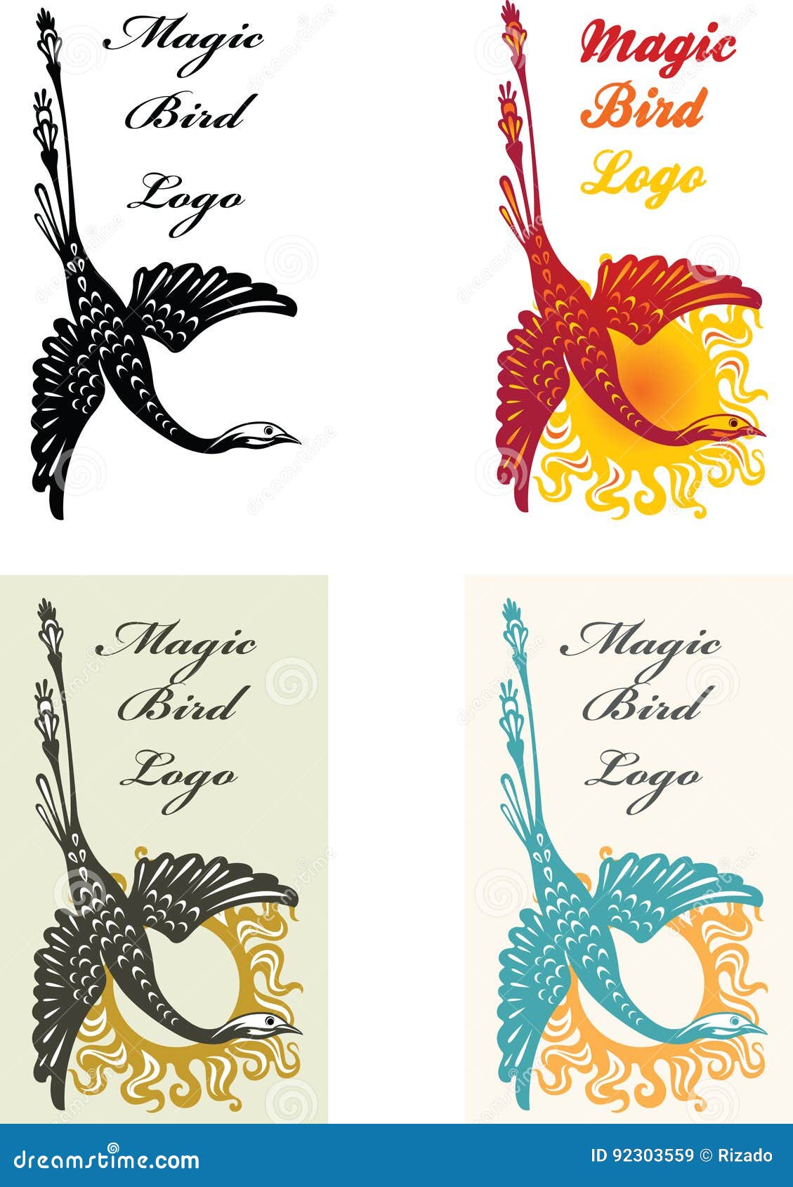 Magic bird logo set stock vector. Illustration of sign - 92303559