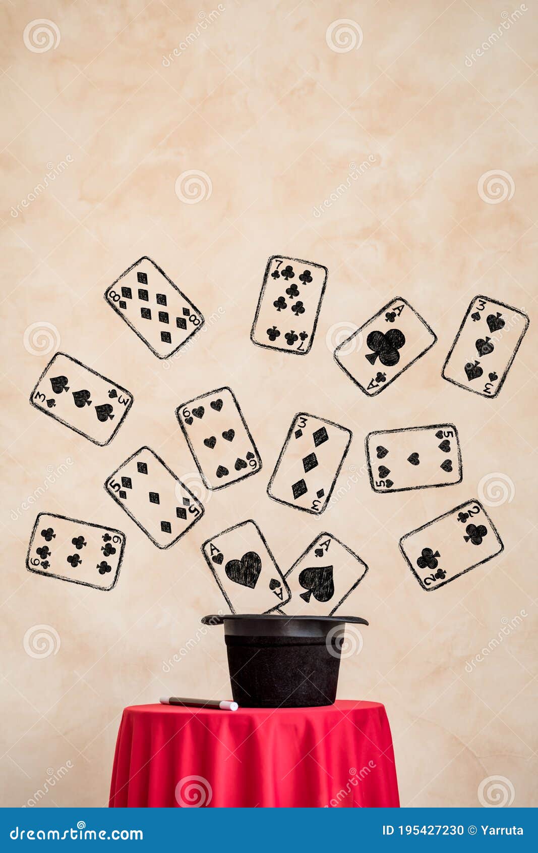 Magic Black Top Hat and Playing Cards Stock Photo - Image of ...