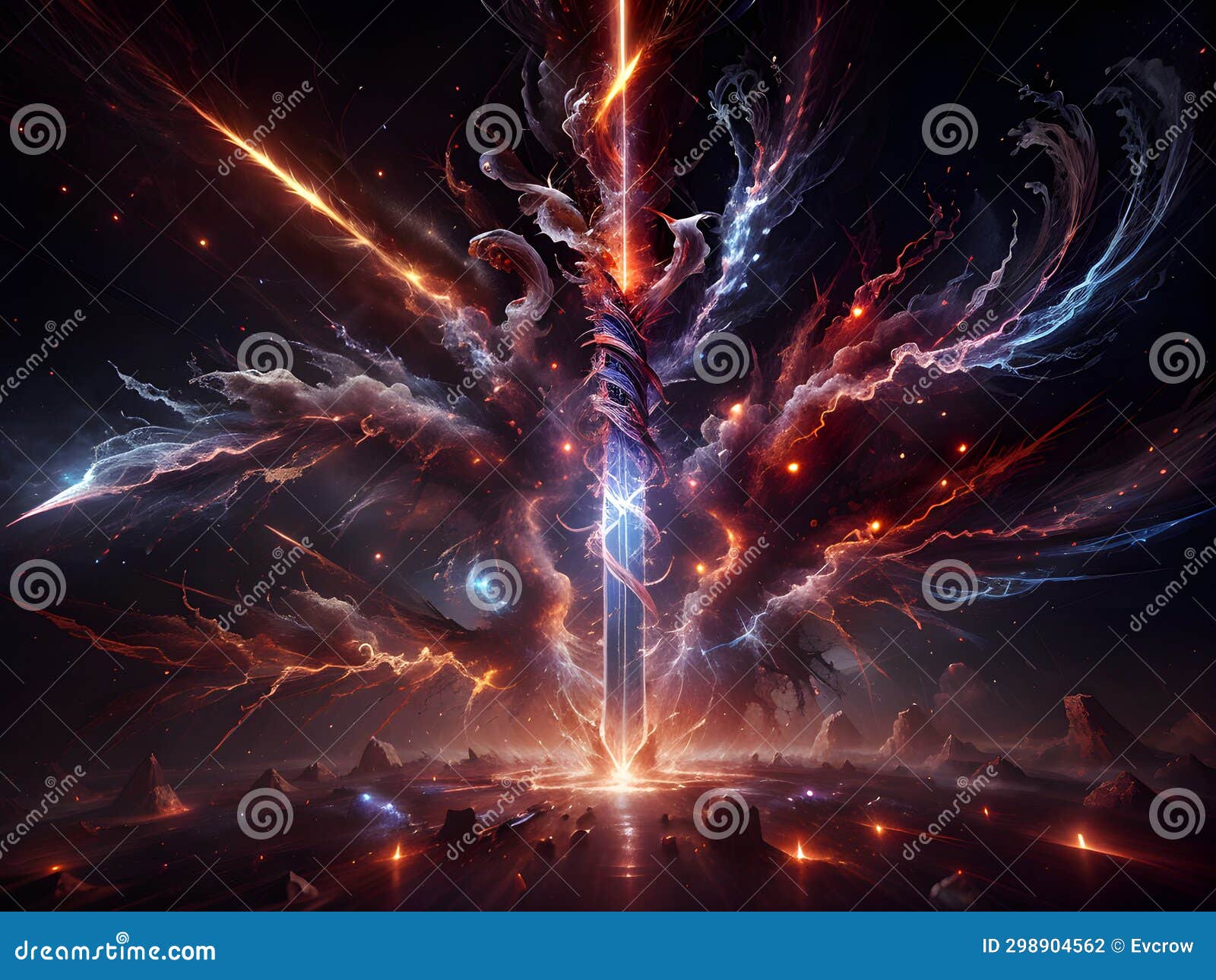 Magic Blade with Glowing Smoke and Fire Stock Photo - Image of metal ...