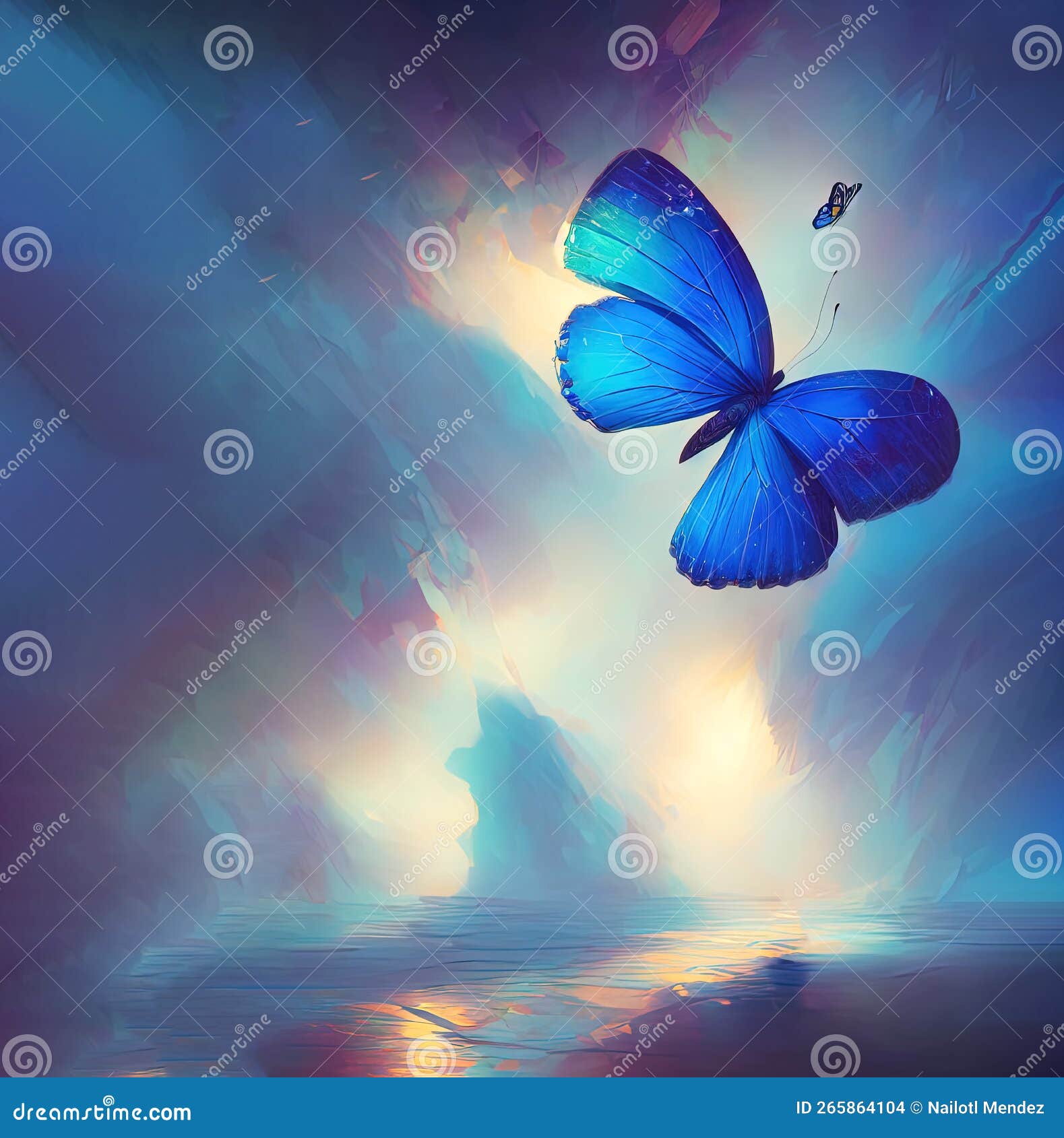 Magic Butterflies on Water. 3D Illustration Stock Illustration ...