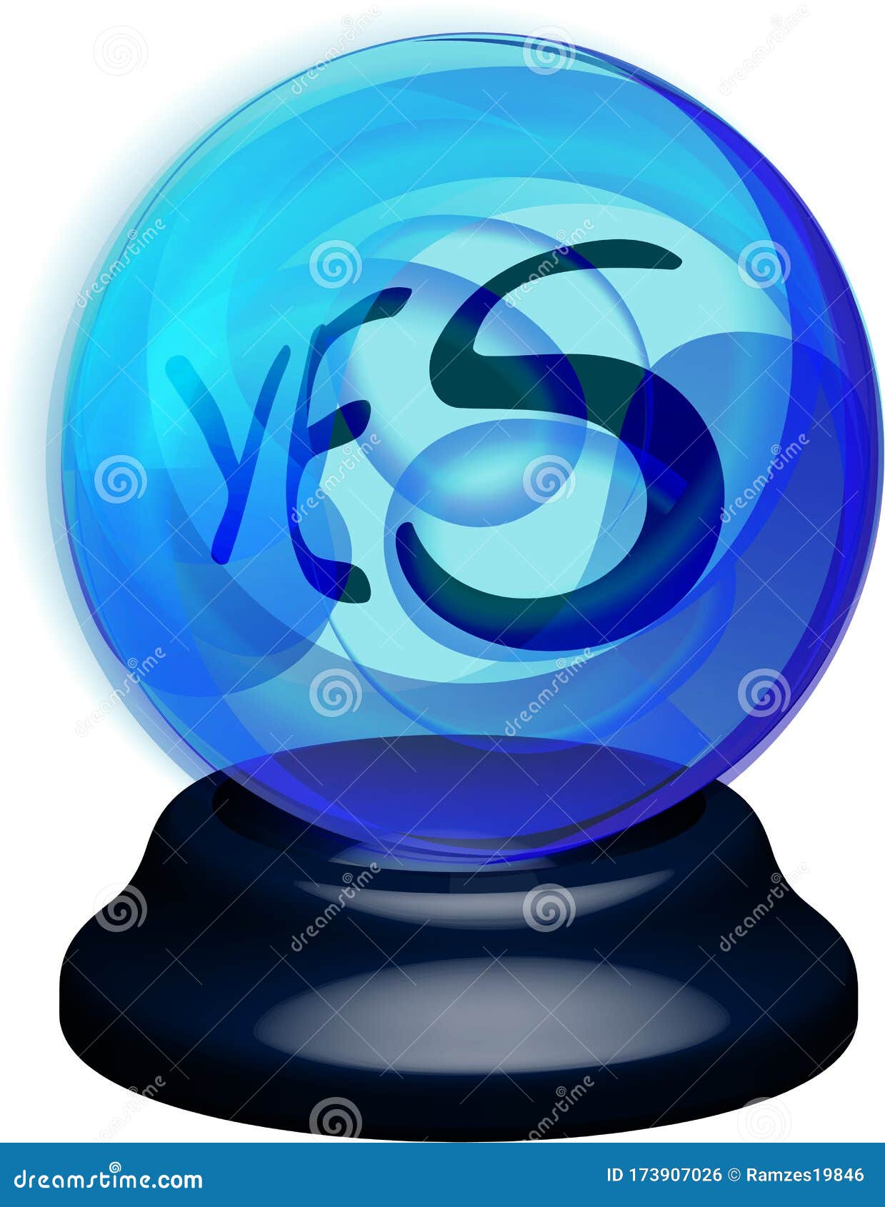 Magic Blue Crystal Ball of Glass on a Stand with the Answer YES Inside ...