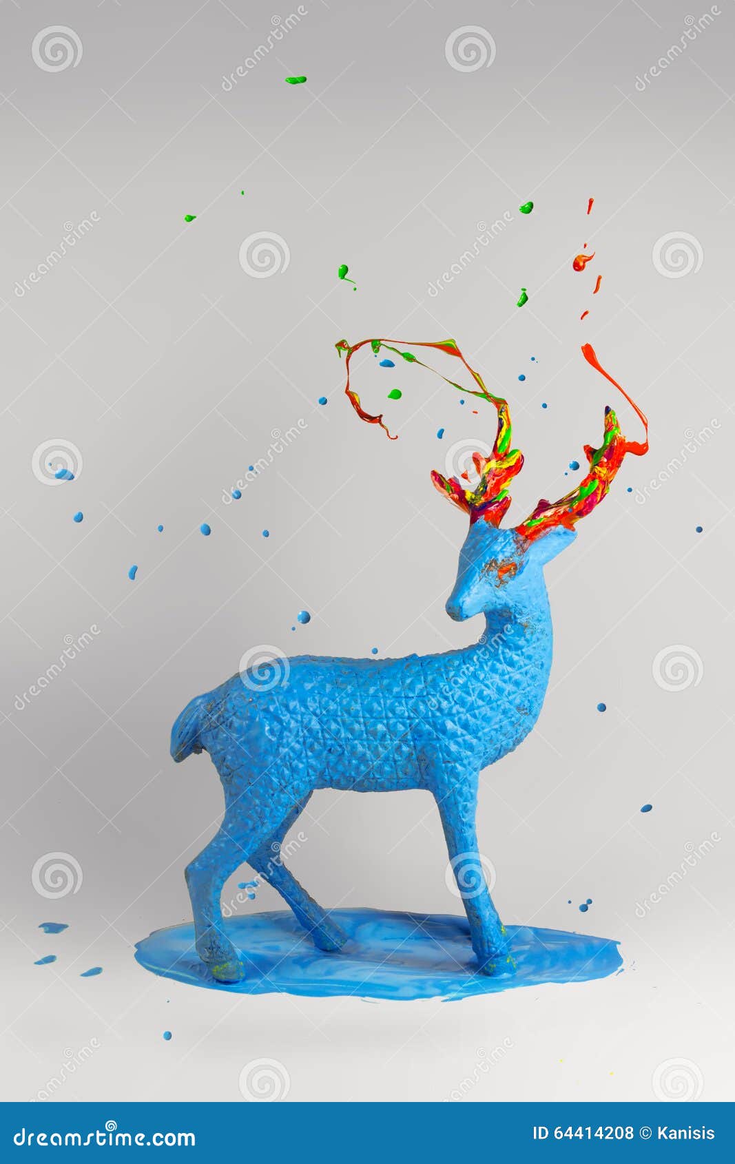 Magic Blue Deer with Multicolor Horns Stock Photo - Image of horned ...