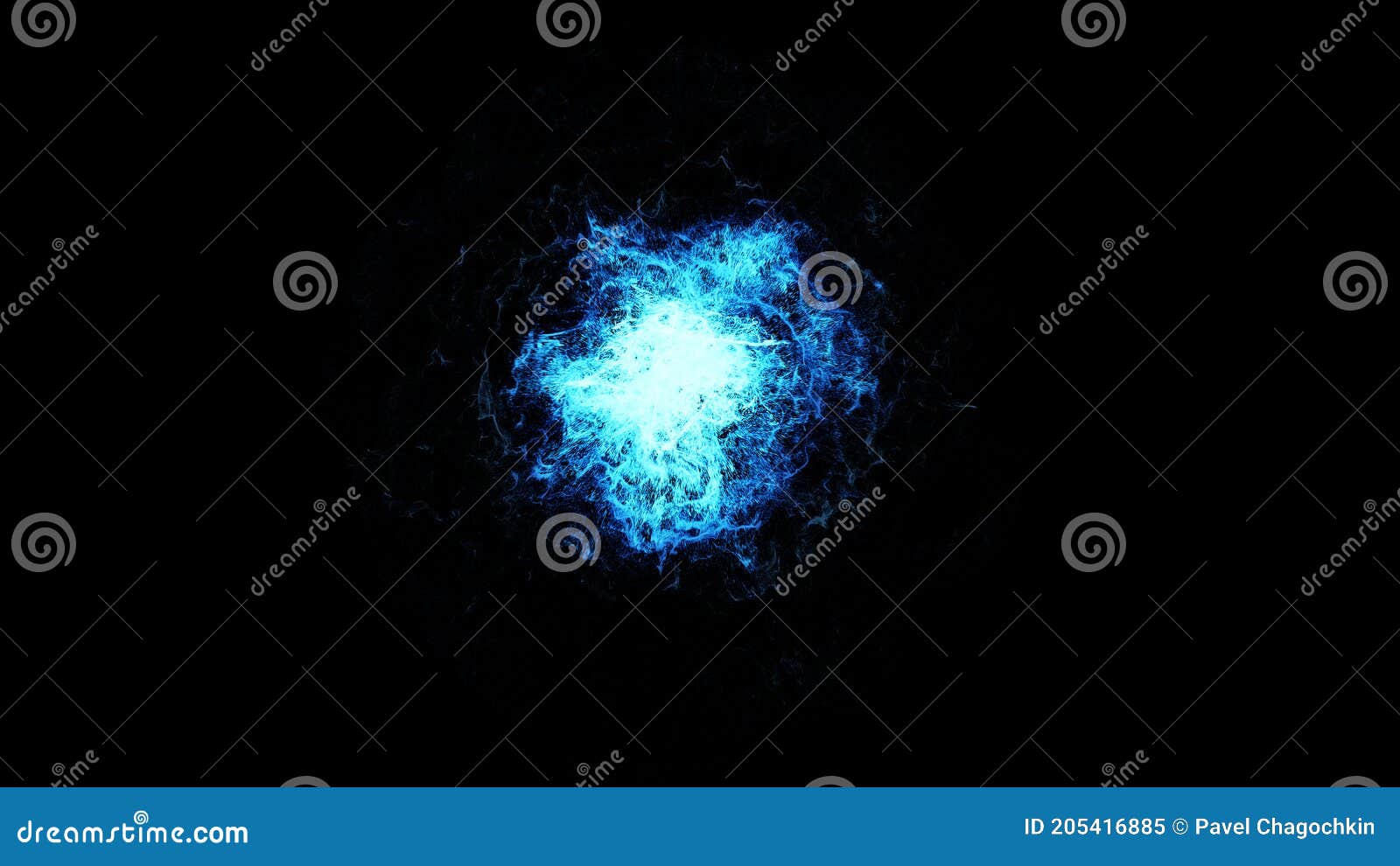Magic Blue Fire Isolate on Dark. 3d Rendering. Stock Illustration ...