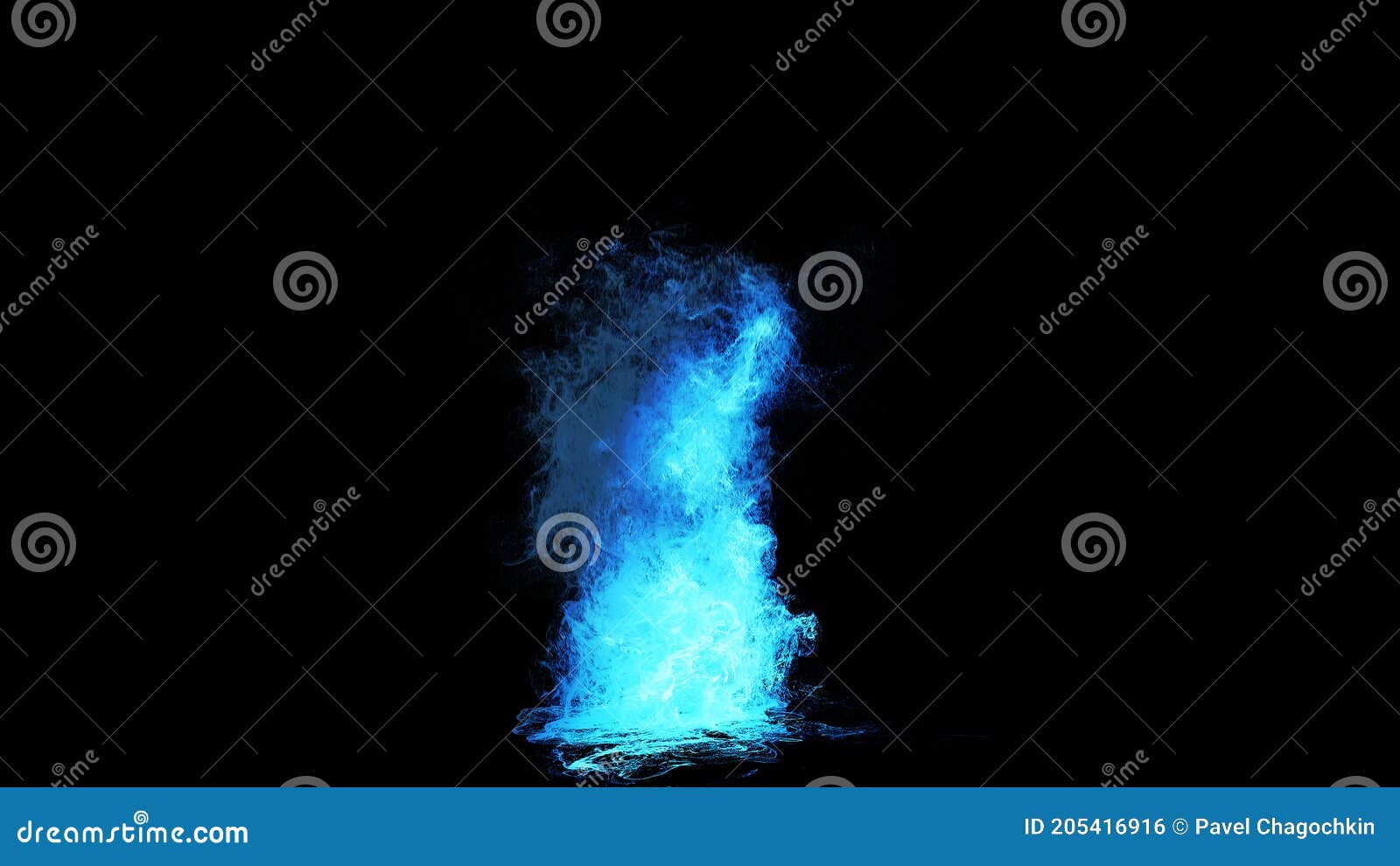 Magic Blue Fire Isolate on Dark. 3d Rendering. Stock Illustration ...