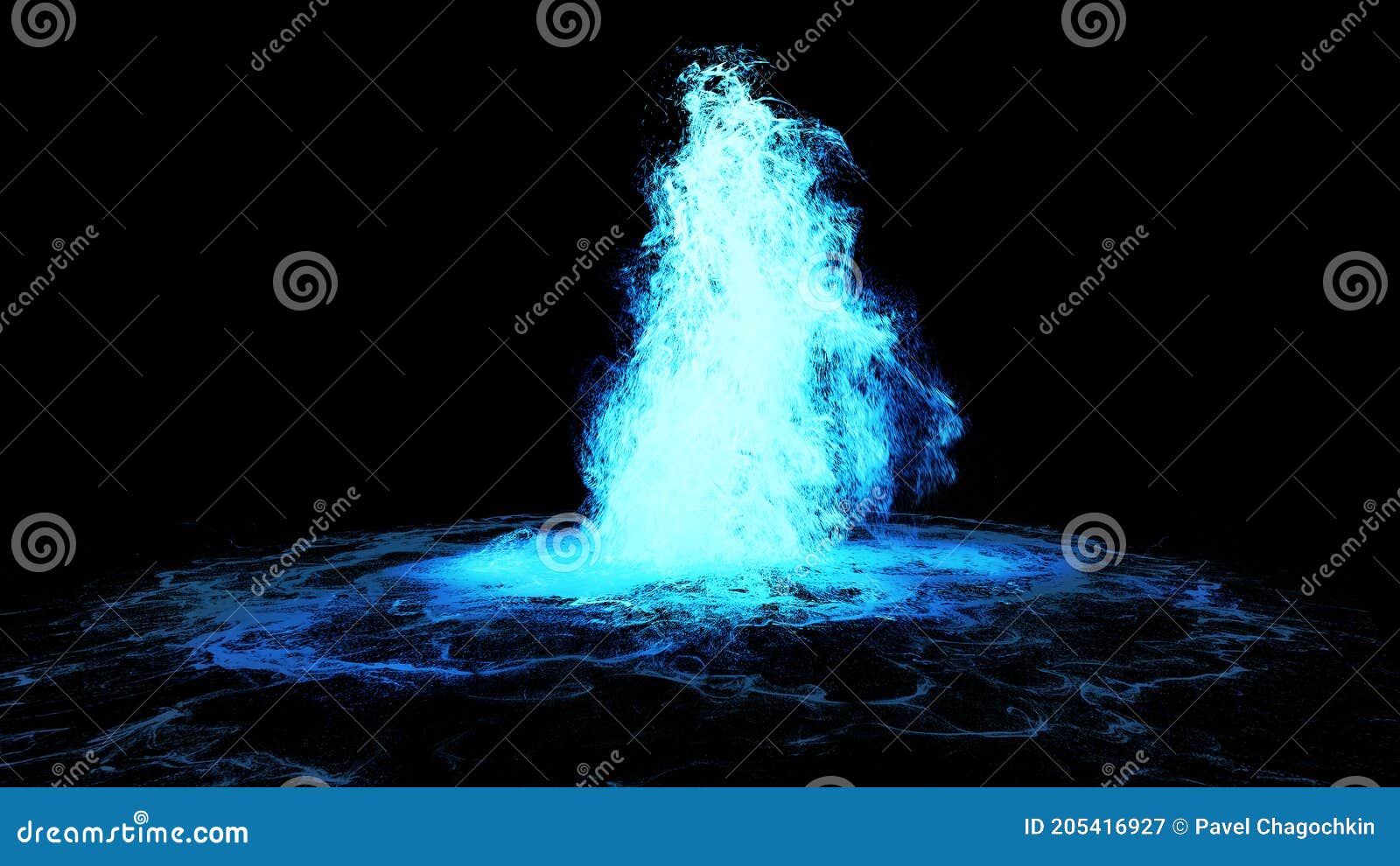 Magic Blue Fire Isolate on Dark. 3d Rendering. Stock Illustration ...