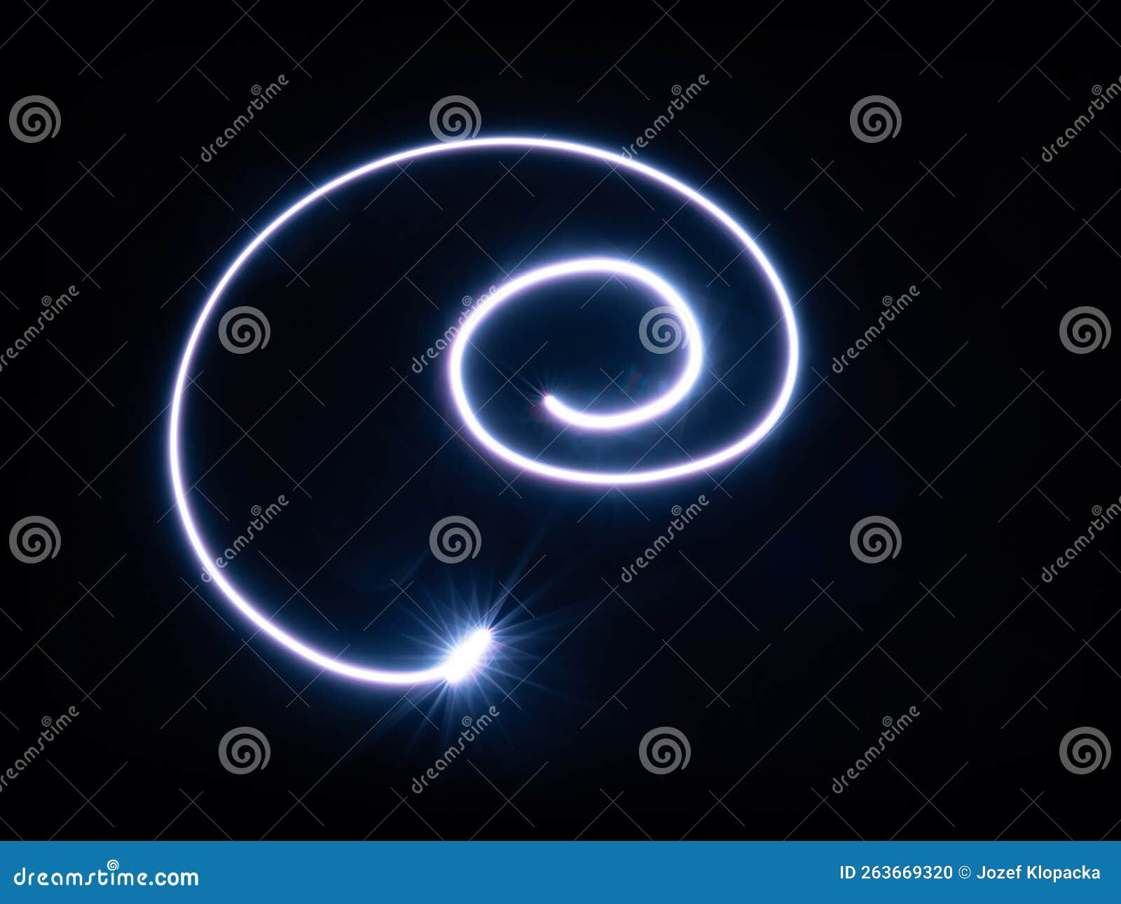 Magic Blue Light Spirals on Black Background. Stock Photo - Image of ...