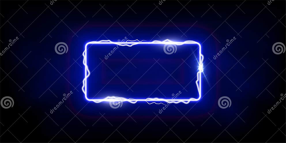 Magic Blue Rectangle of Thunder Storm Blue Lightnings. Magic and Bright ...