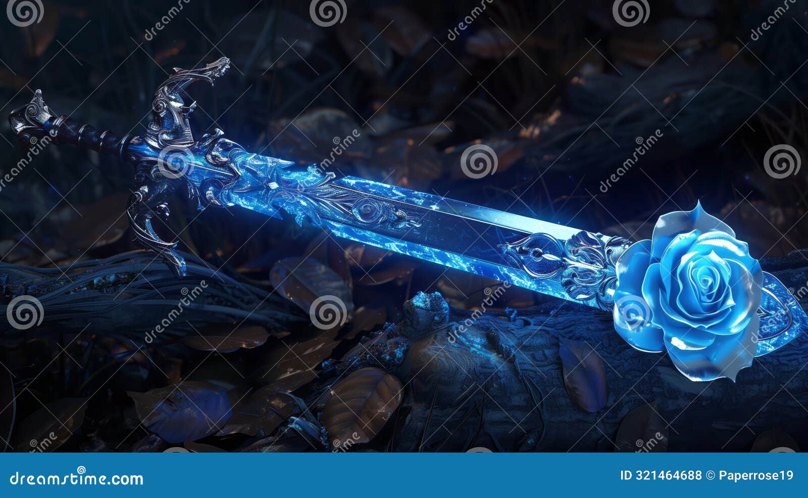 Magic blue rose sword stock photo. Image of pattern - 321464688
