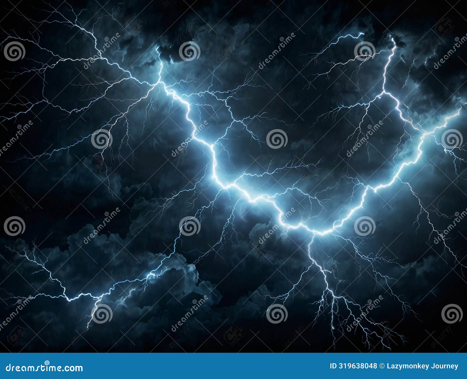 Magic Blue Thunder Storm Blue Lightnings Magic and Bright Light Effects ...
