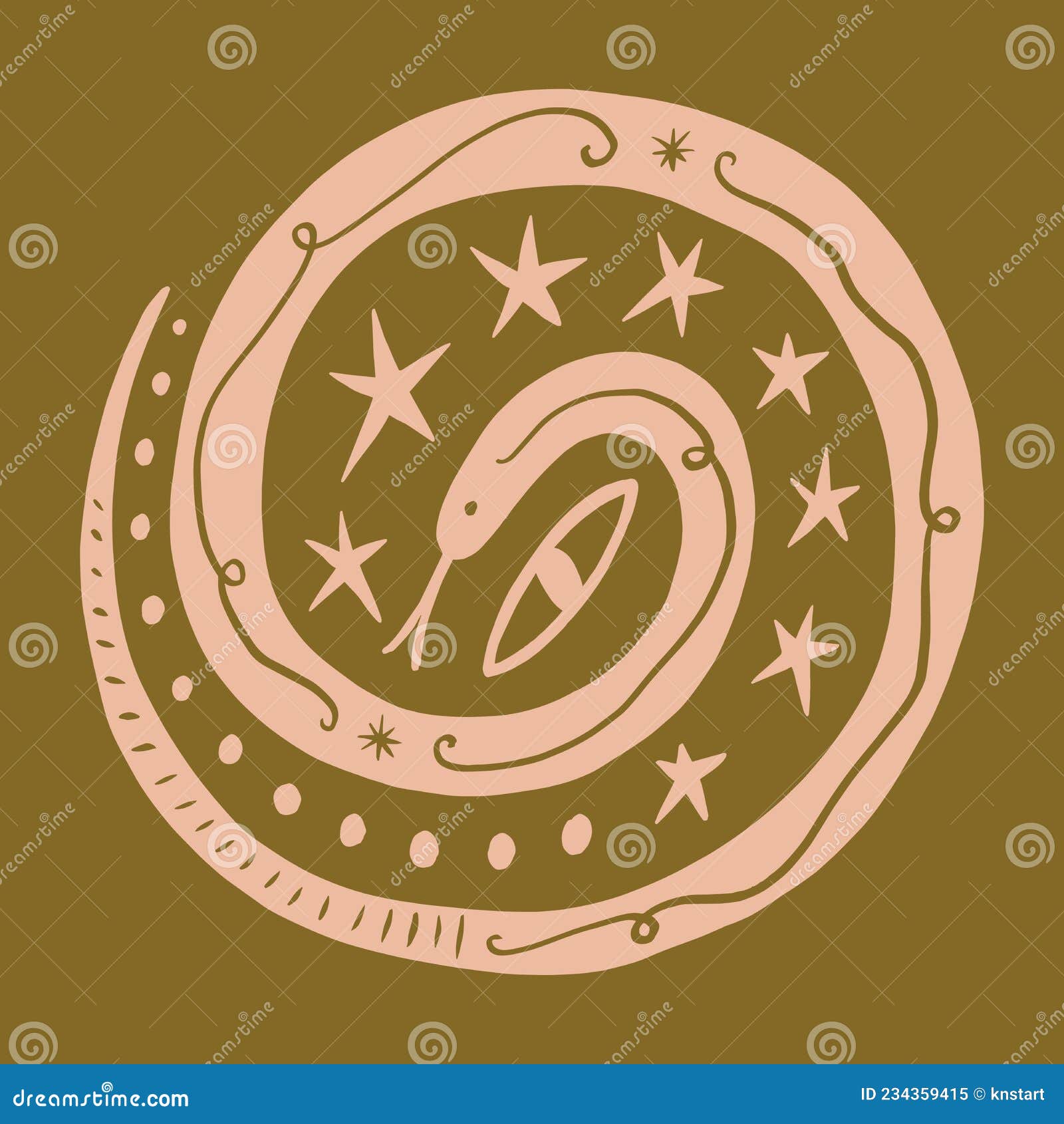 Circle Snake In Vintage Style. Serpent Cobra Or Python Or Poisonous ...