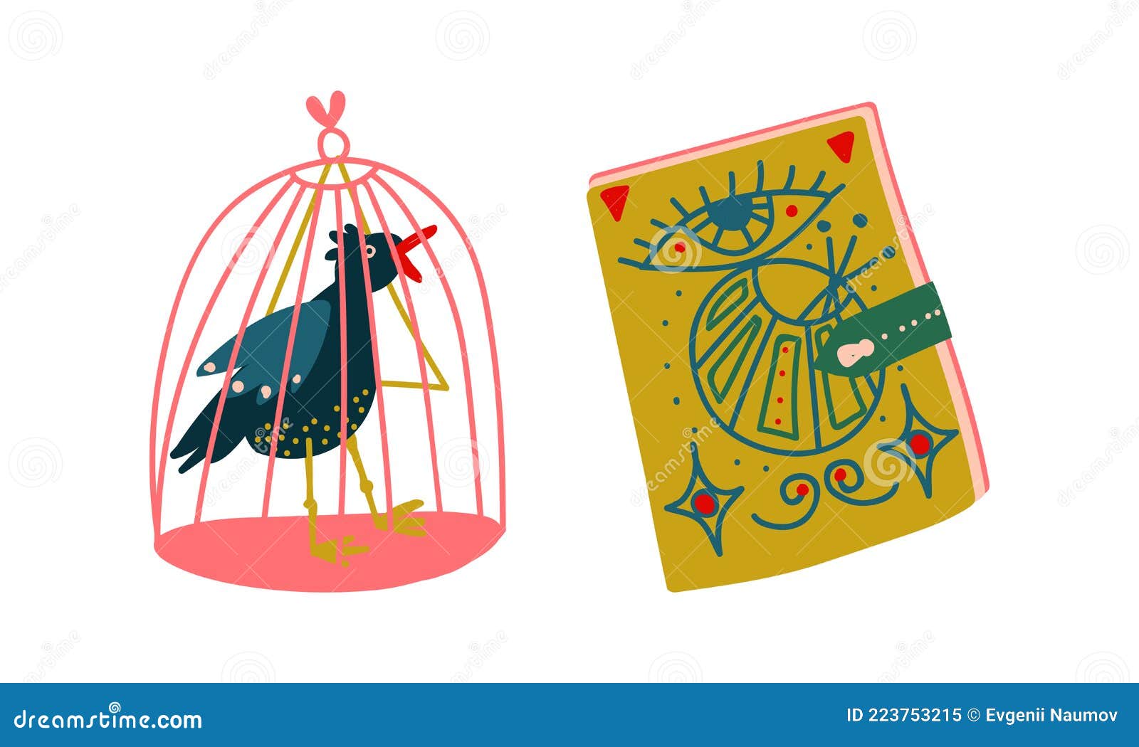 Magic Book and Bird in Cage As Witchcraft Object for Spells and ...