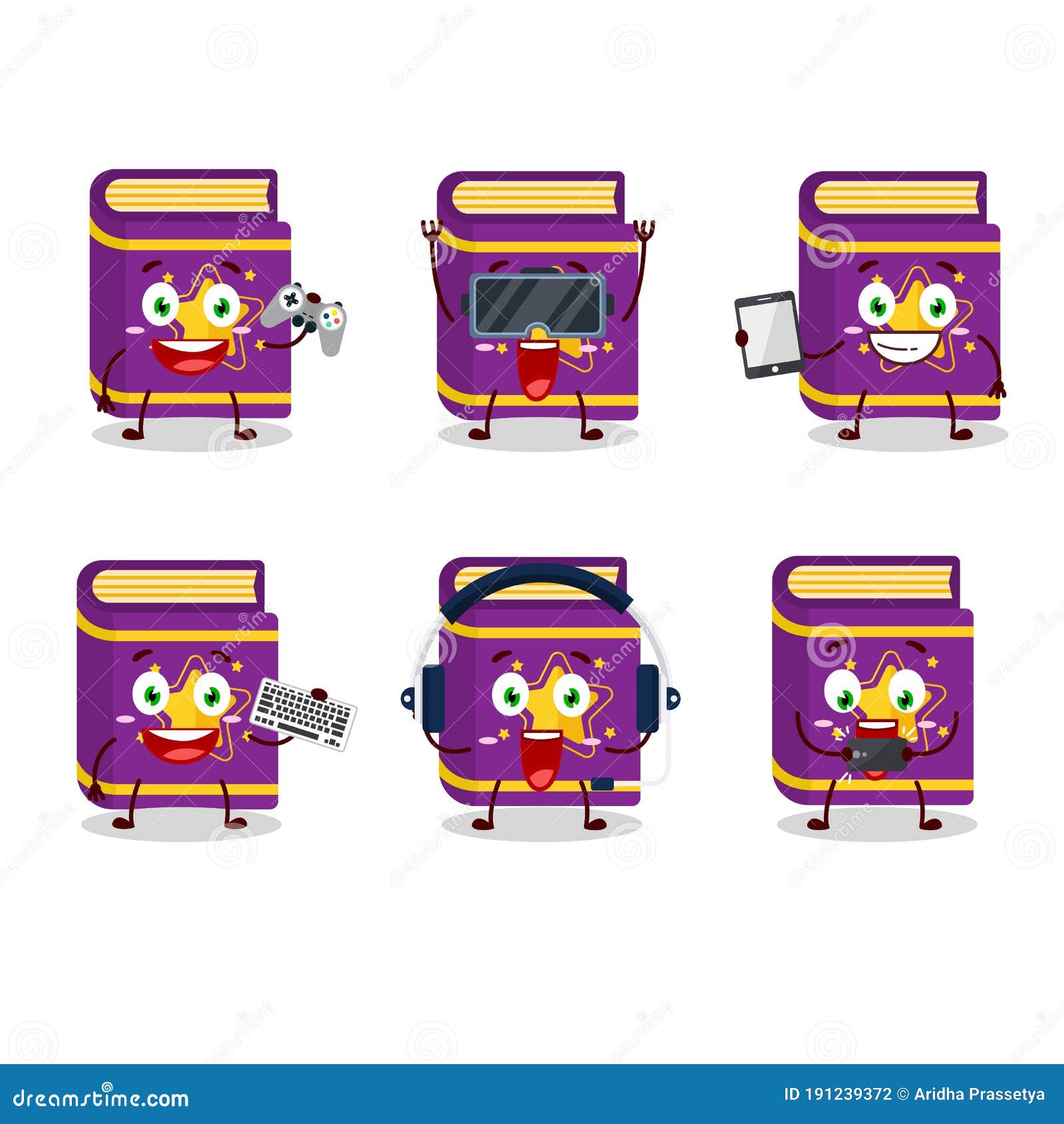 Magic Book Cartoon Character are Playing Games with Various Cute ...
