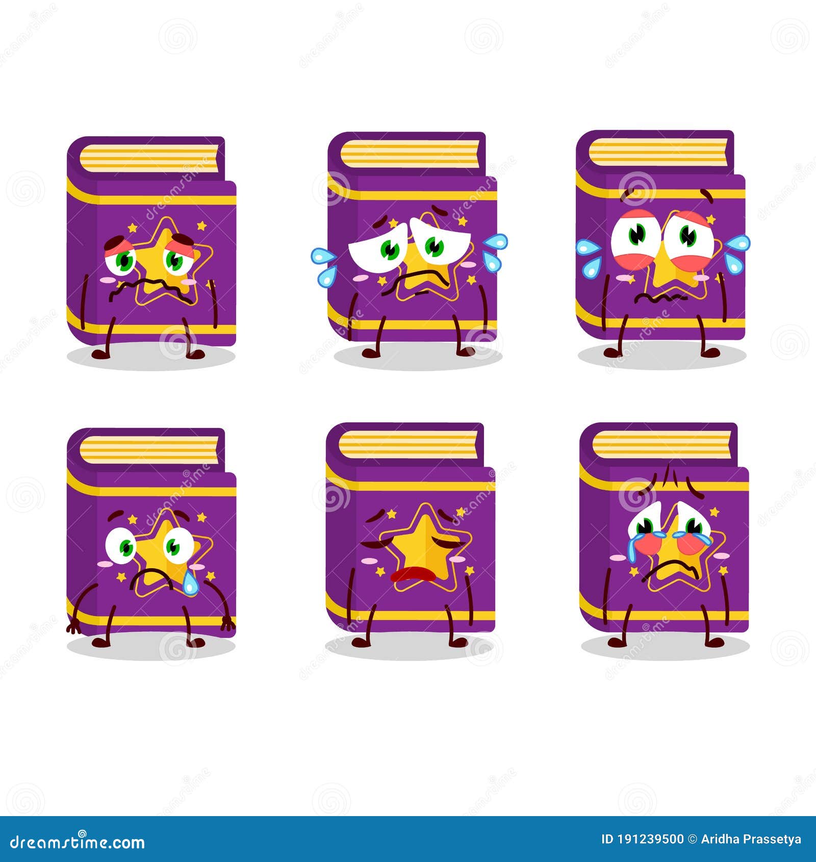 Magic Book Cartoon Character with Sad Expression Stock Vector ...