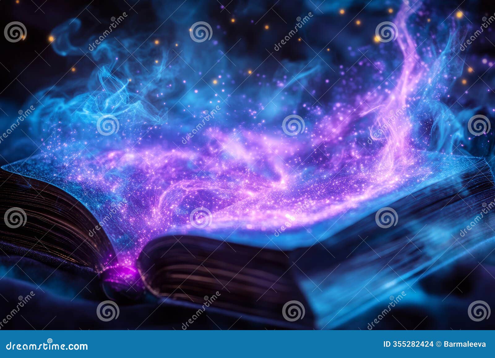 Magic Book Emitting Glow with Swirling Energy and Smoke Stock Photo ...