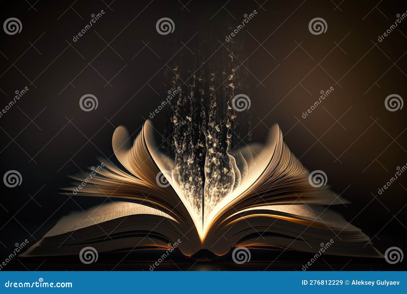 Magic Book. an Enchanted Book with a Magical Glow in the Dark Stock ...