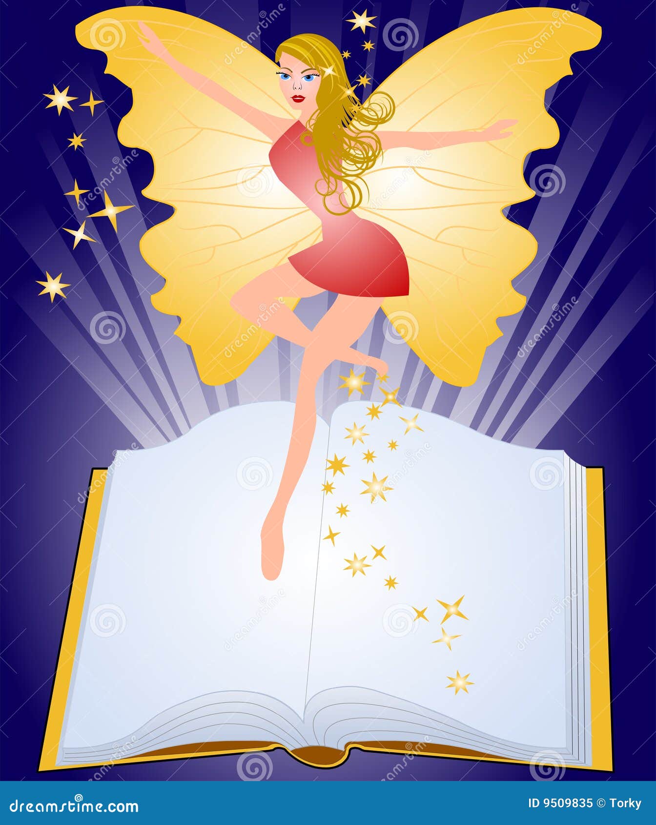 Magic book and fairy stock vector. Illustration of library - 9509835