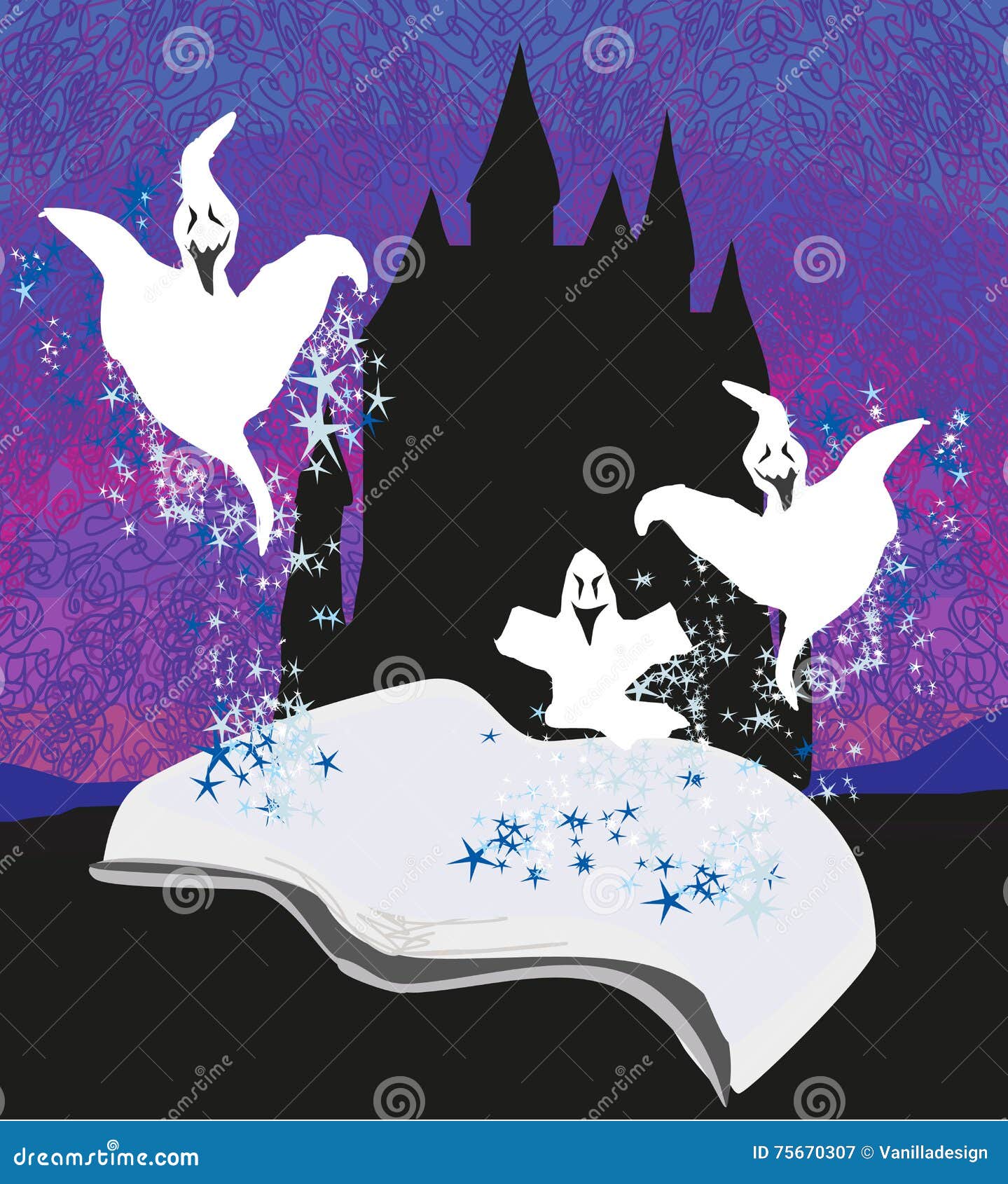 Magic Book with Ghost Stories Stock Vector - Illustration of castle ...
