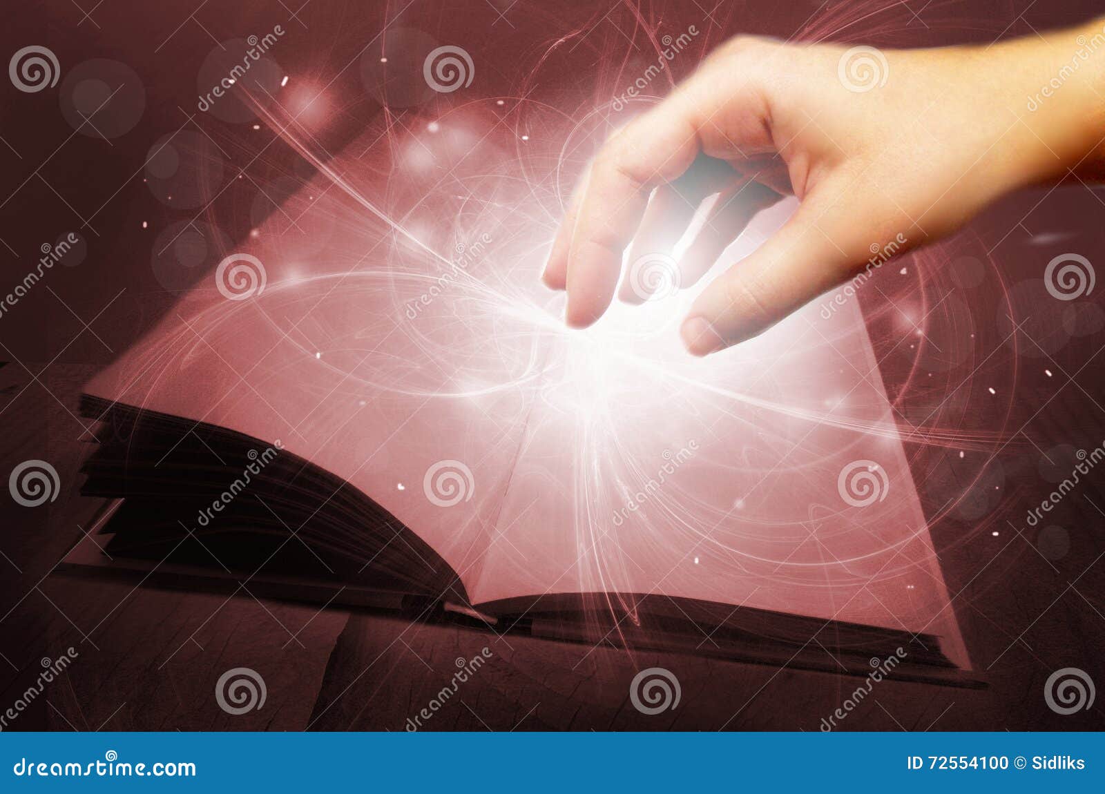 Magic book with hand stock illustration. Illustration of predestination ...