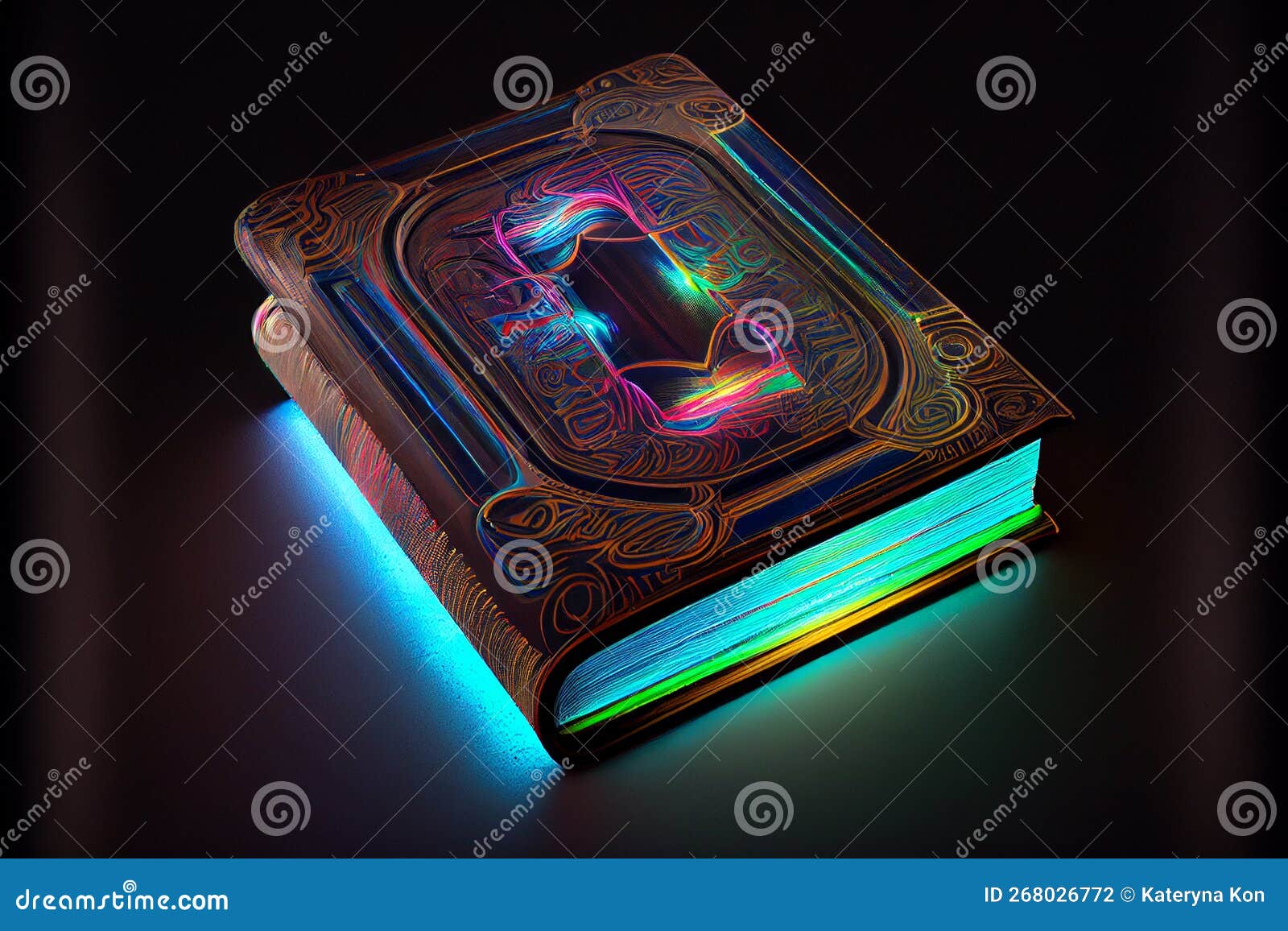 Magic Book, Book of Spells with Glowing Coming from Inside, Ai ...