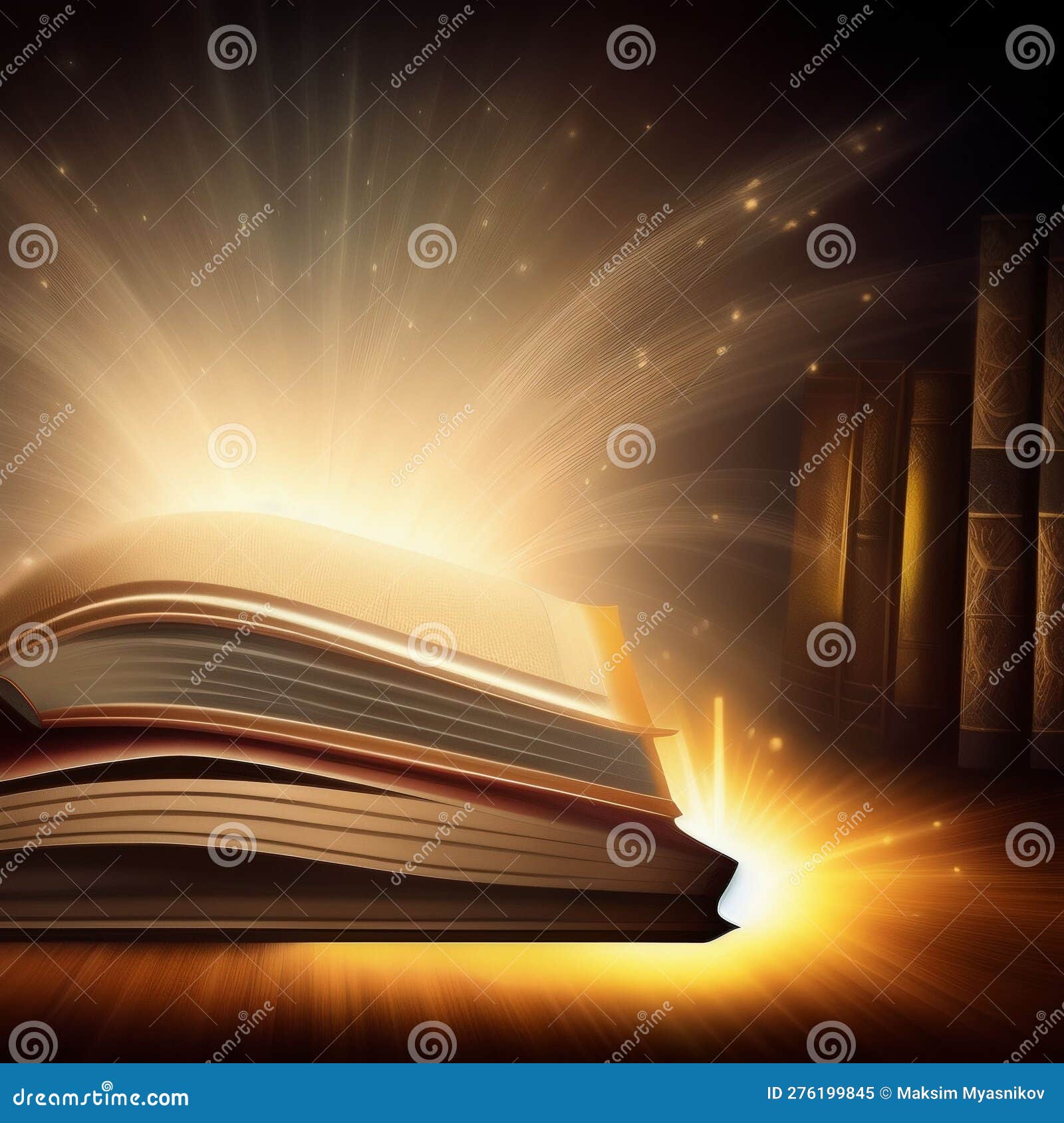 Magic book, magic light stock illustration. Illustration of design ...