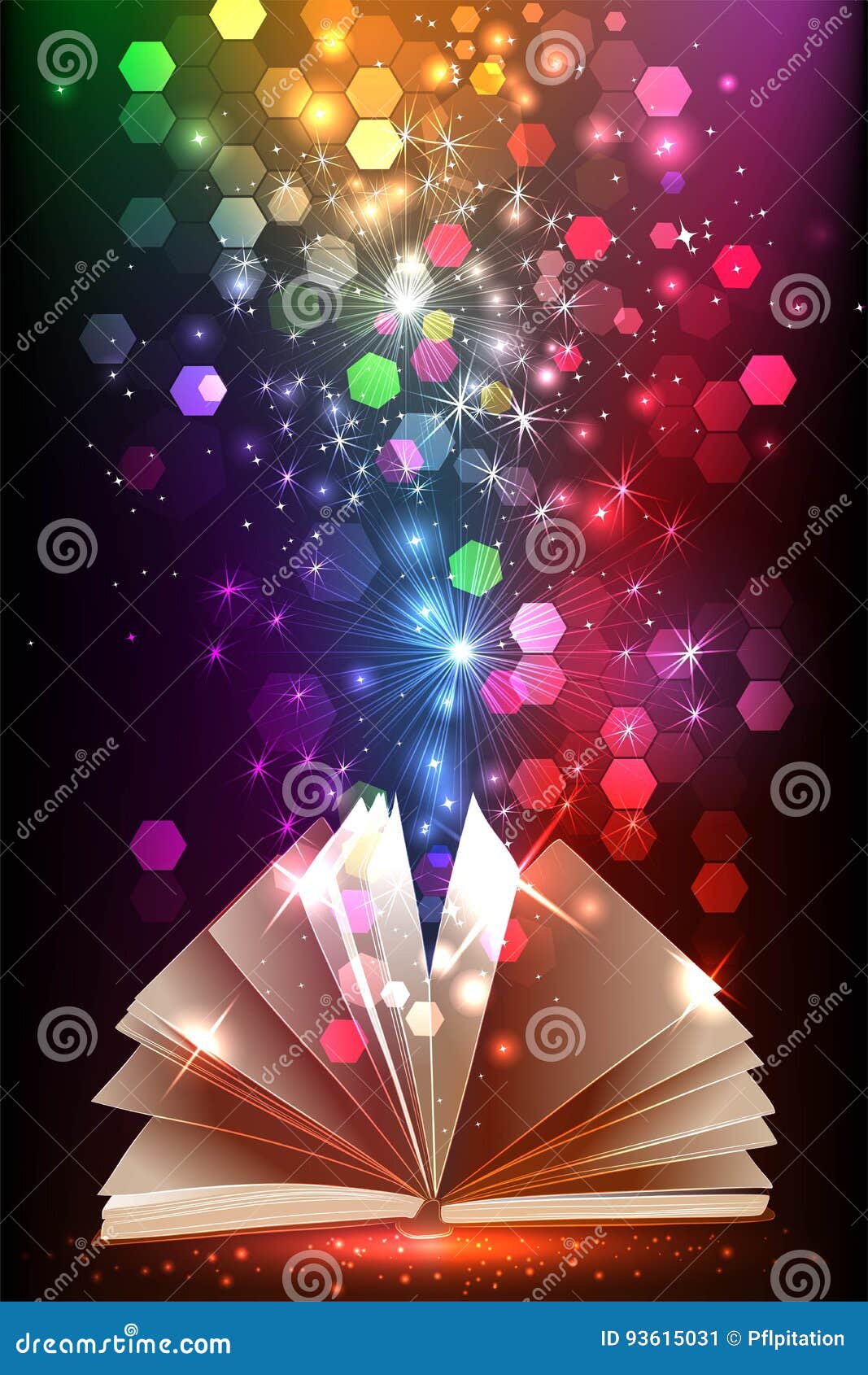Magic book with light stock vector. Illustration of open - 93615031
