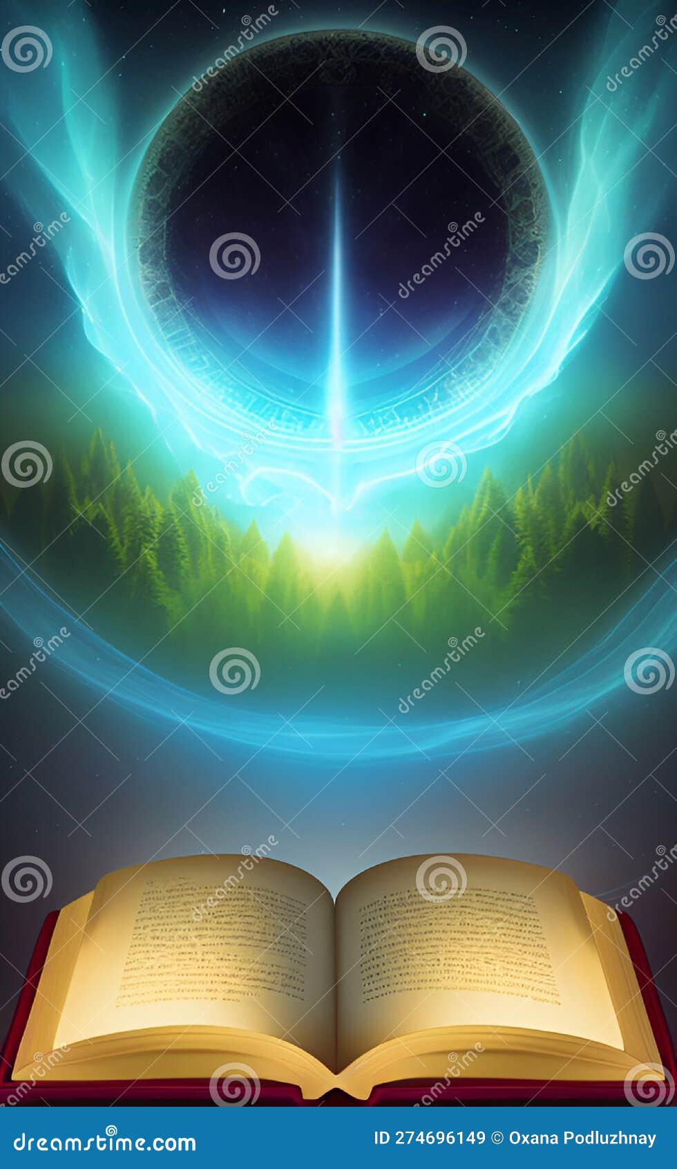 Magic Book with Magic Lights AI Generated Stock Illustration ...