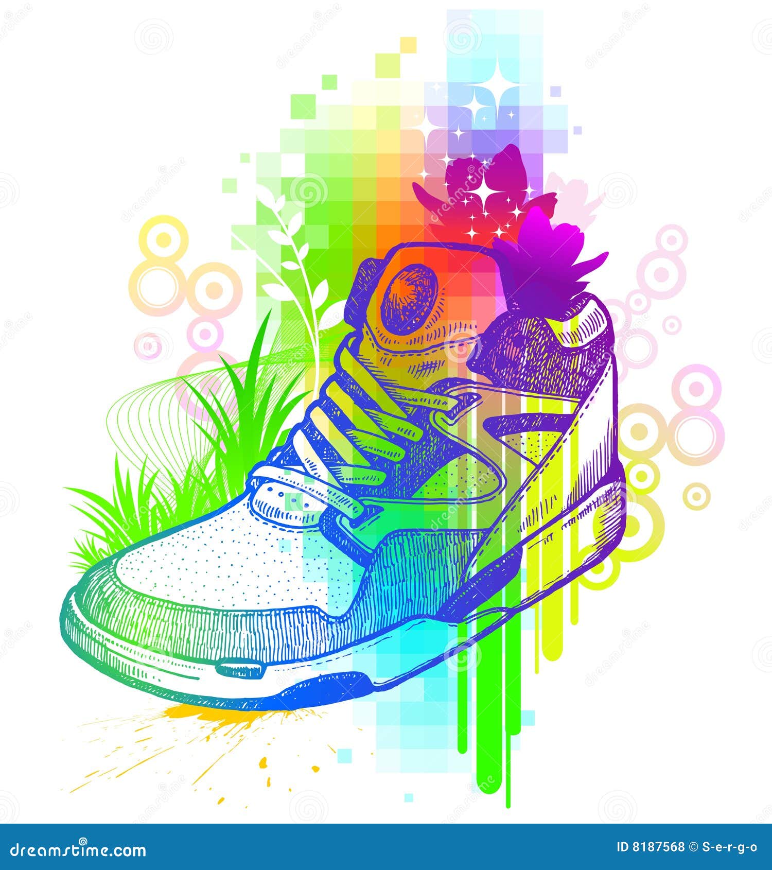 Magic boot stock vector. Illustration of grass, circles - 8187568