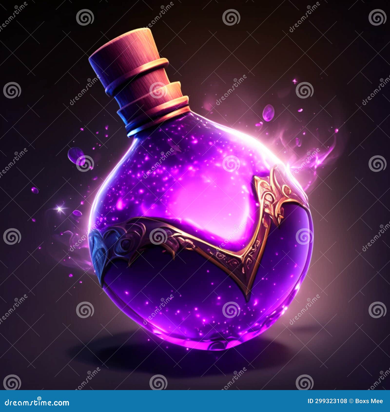 Magic Bottle with Magic Potion. Vector Illustration in a Realistic ...