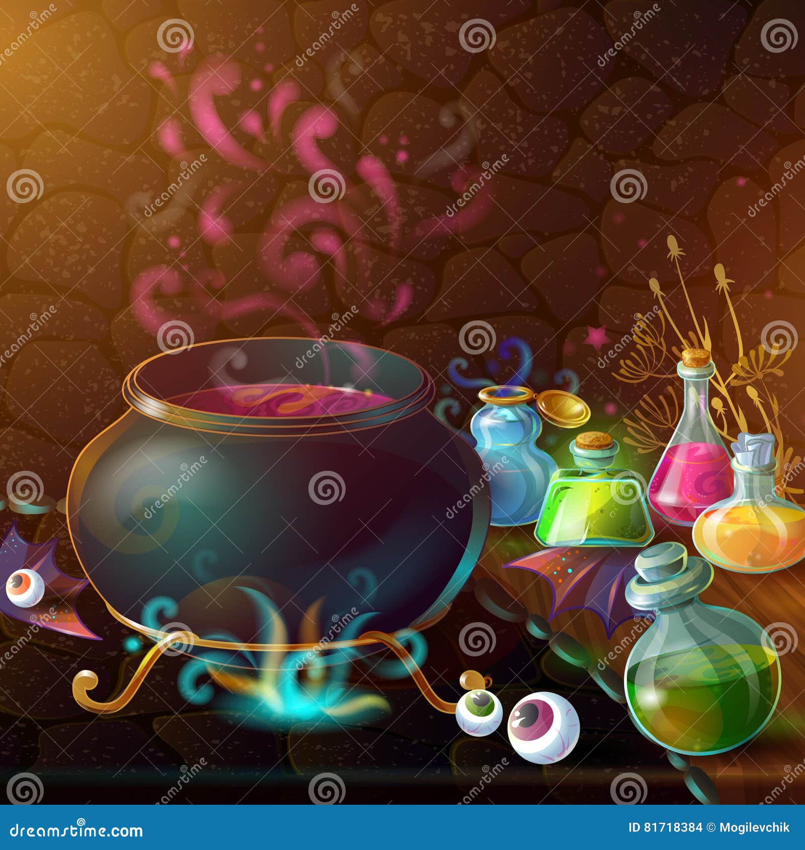 Magic Bottles of Potion Composition Stock Vector - Illustration of ...