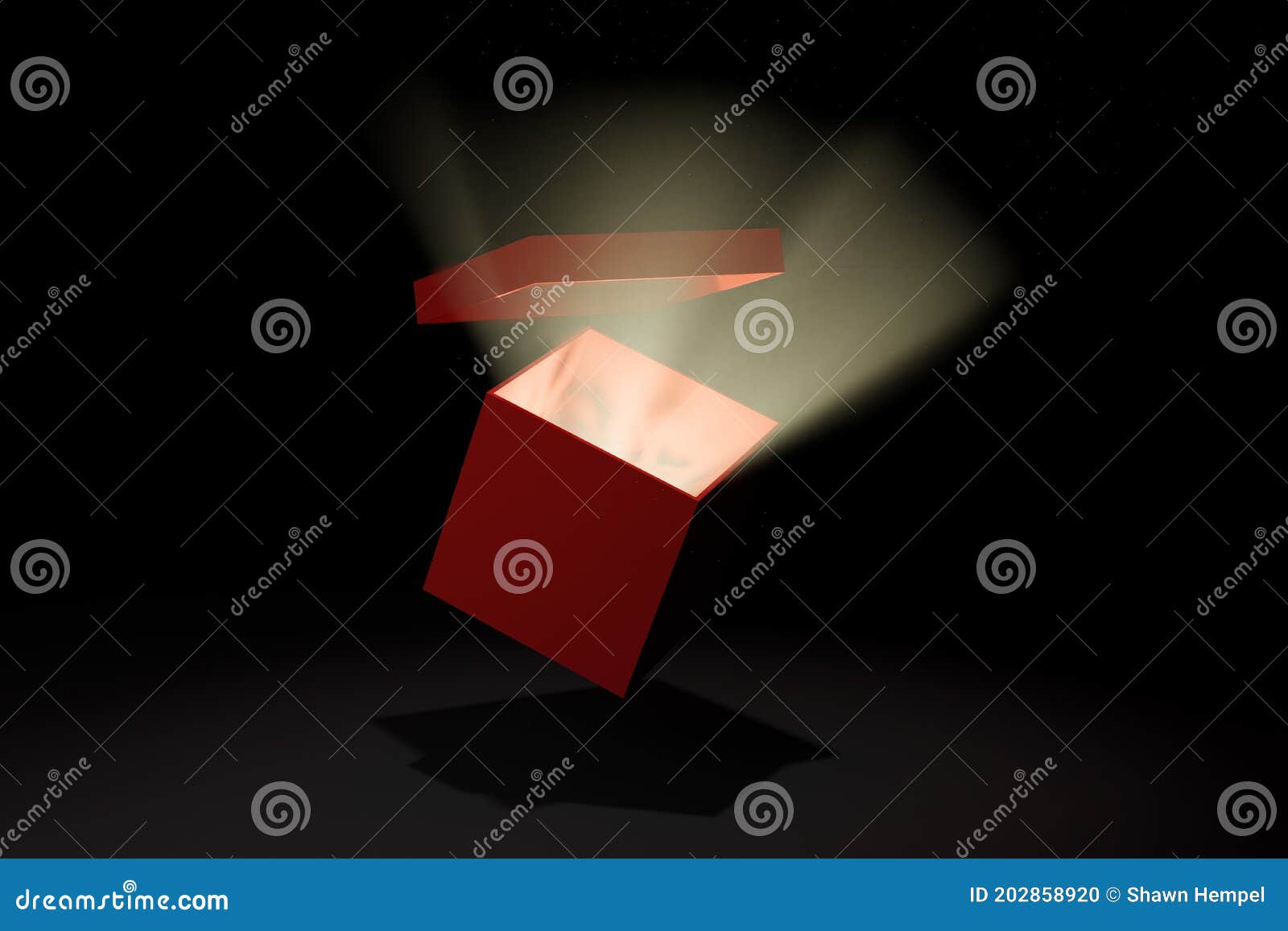 Magic Box with Glowing Light Over Black Background, Exploration, Idea ...