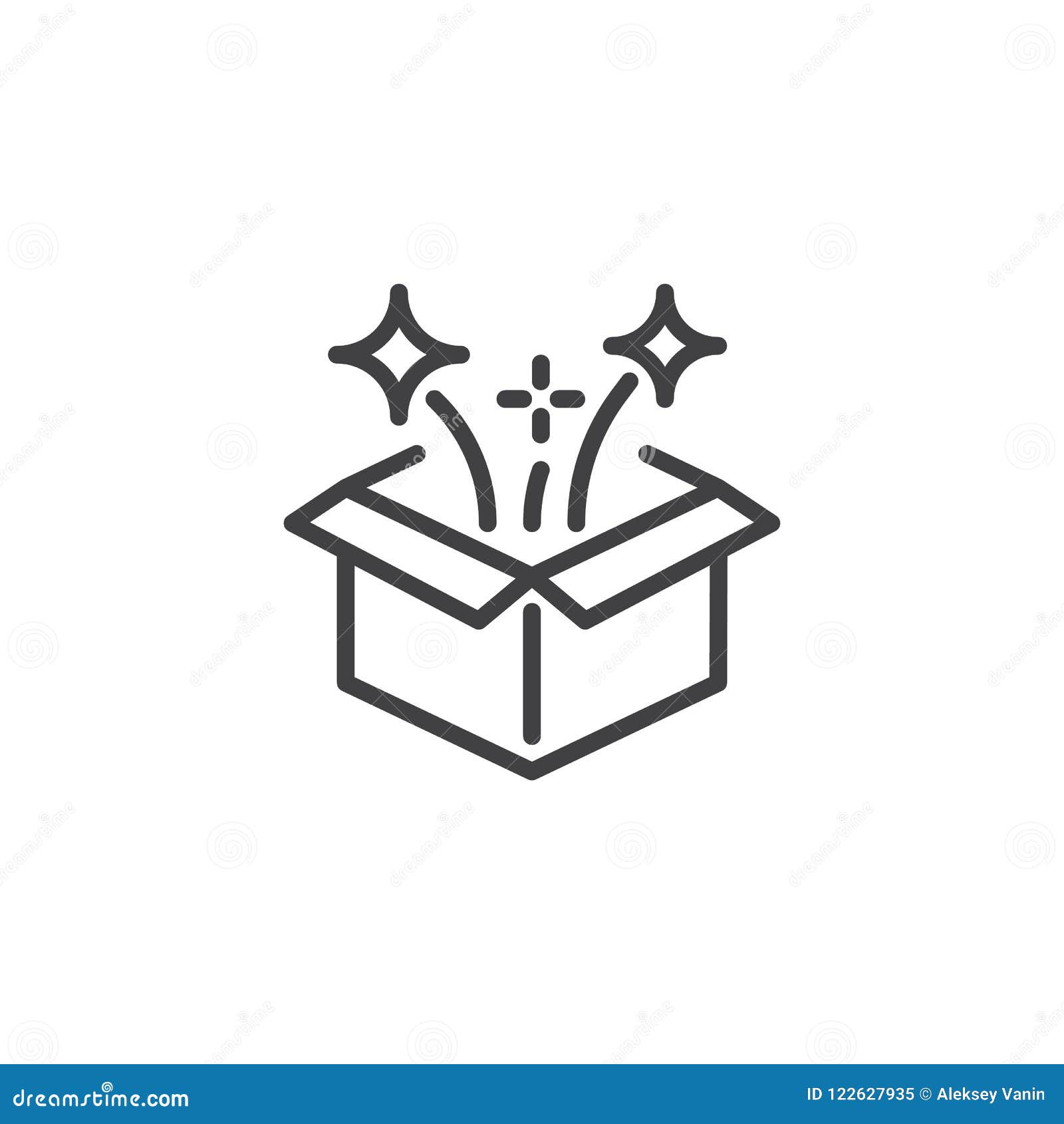 Magic box outline icon stock vector. Illustration of greeting - 122627935
