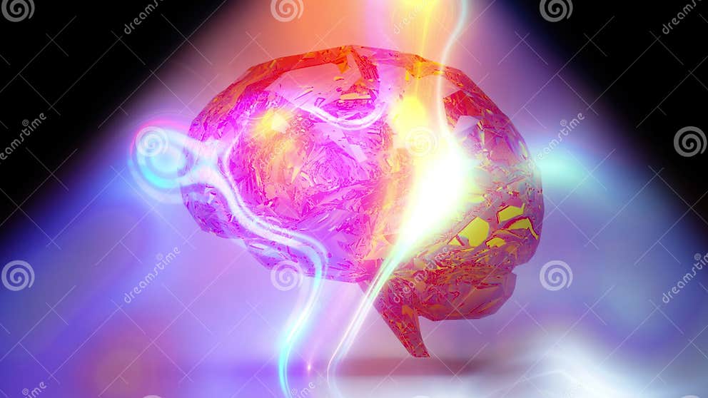 Magic Brain with Smoke and Light Stock Illustration - Illustration of ...