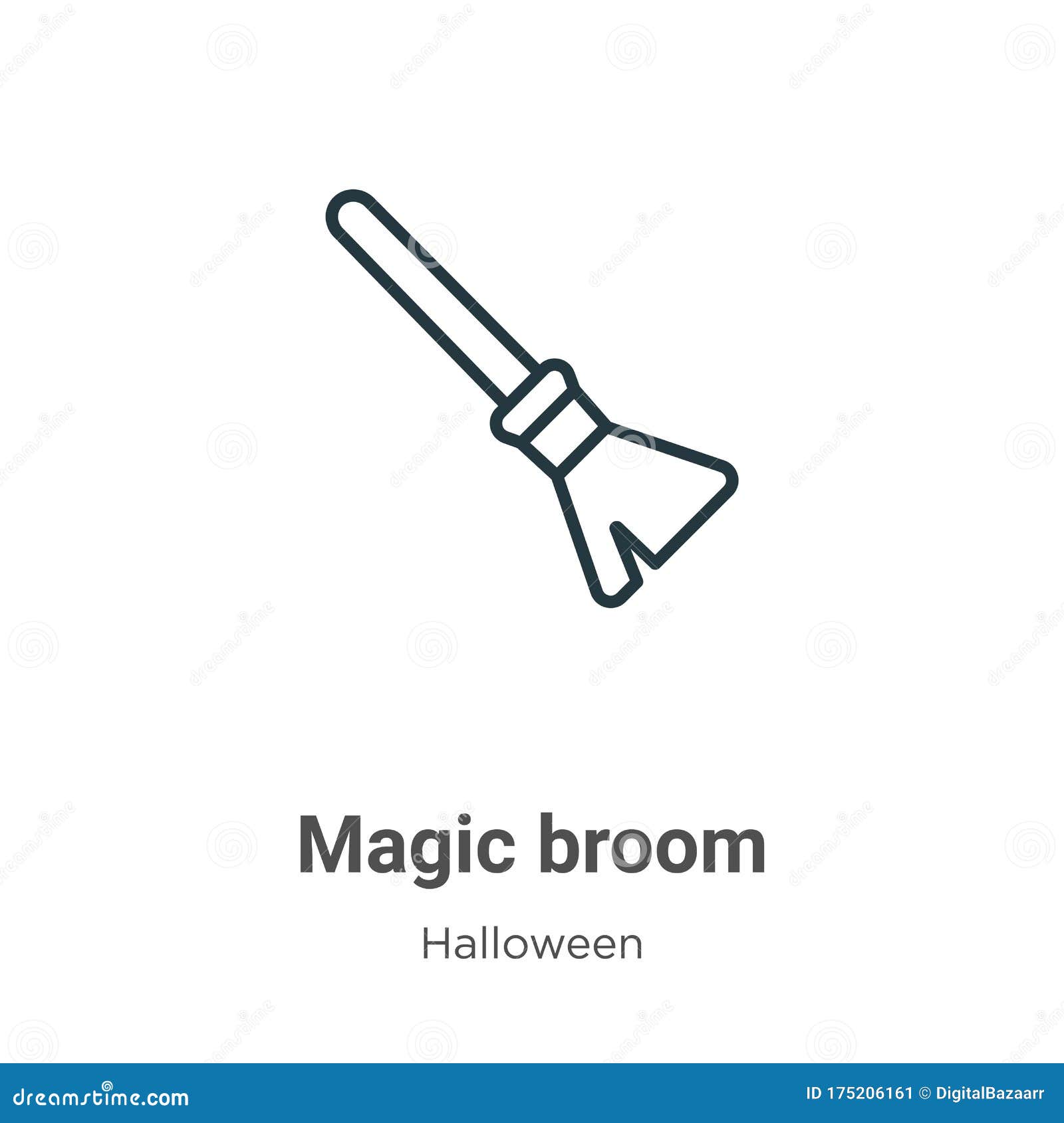 Magic Broom Outline Vector Icon. Thin Line Black Magic Broom Icon, Flat ...