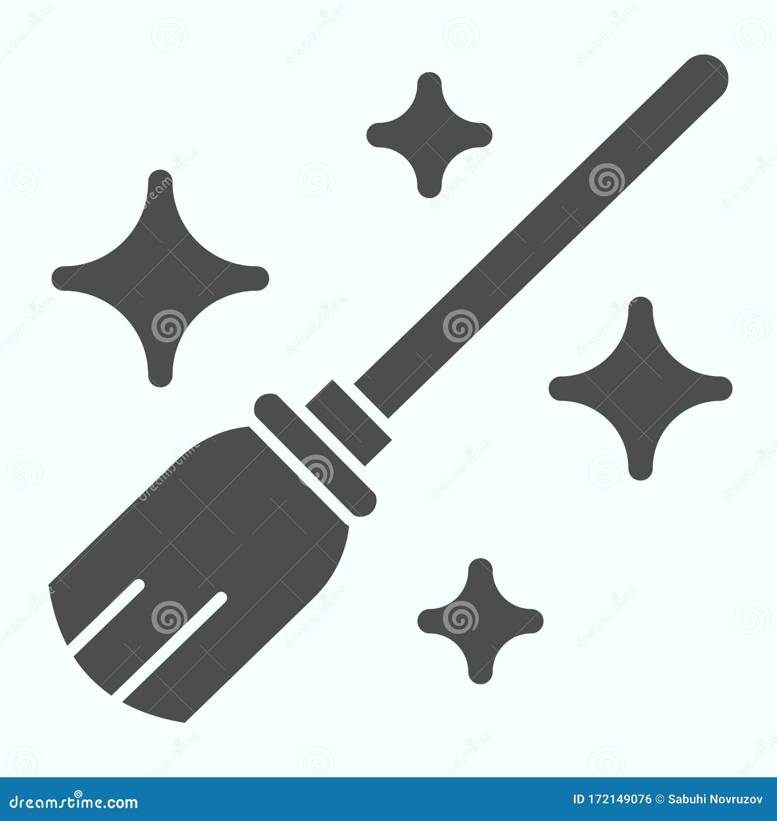 Magic Broom Solid Icon. Wizard and Witch Gardening Flying Tool in Sky ...