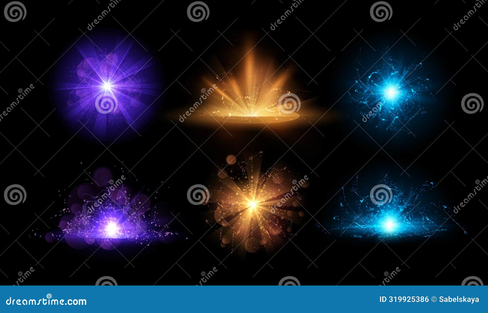 Magic Burst, Glow Sparkling Effect Vector Set, Bright Star Dust Sparks ...