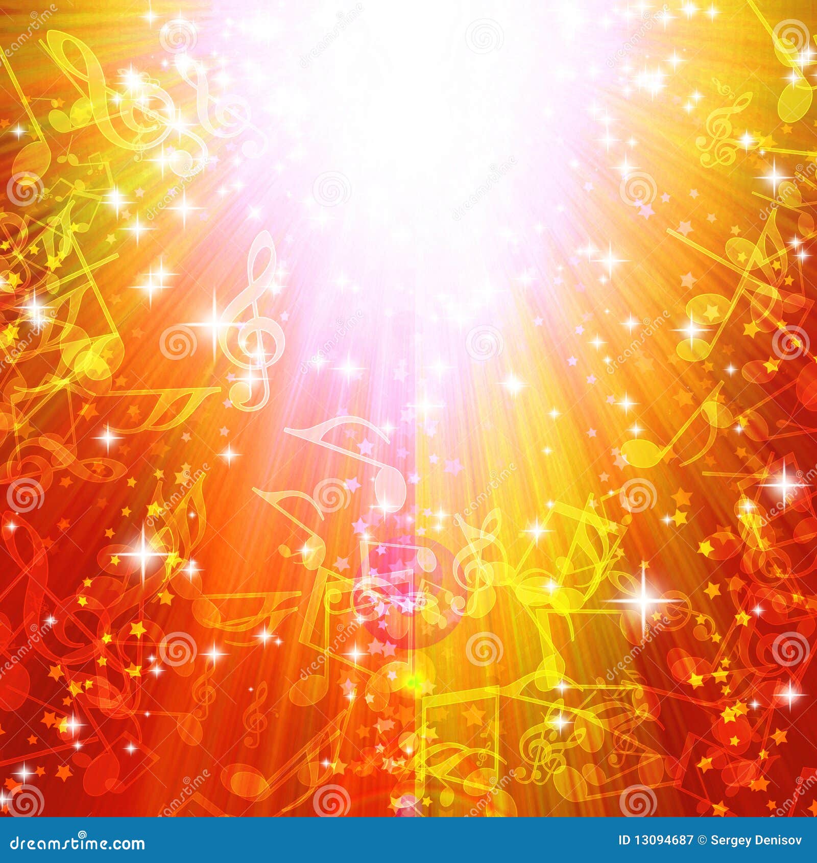 Magic Burst with Stars and Music Notes Stock Illustration ...