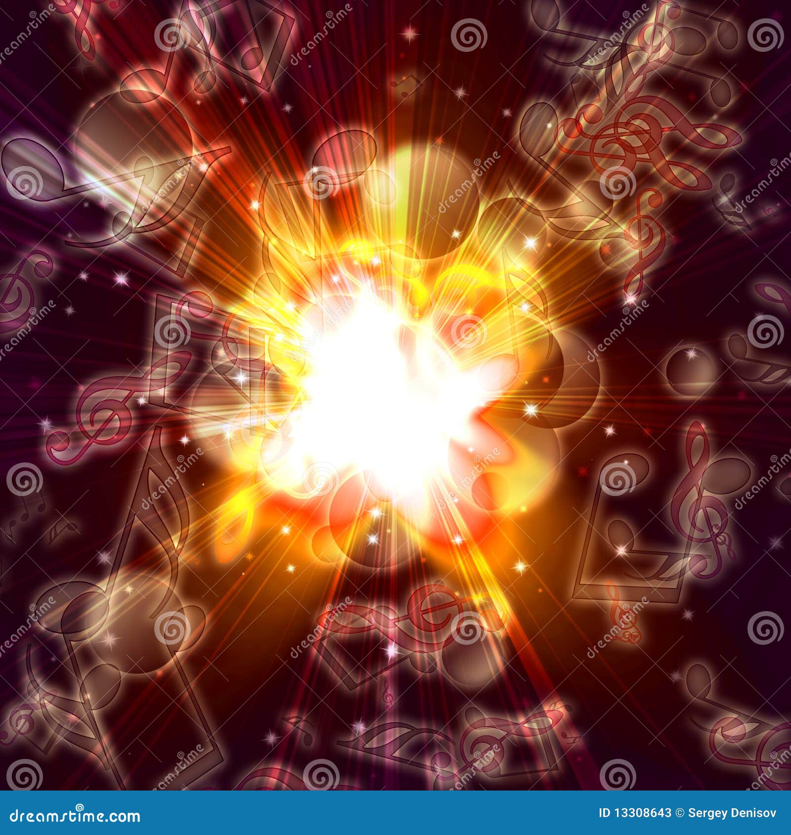 Magic Burst with Stars and Music Notes Stock Illustration ...