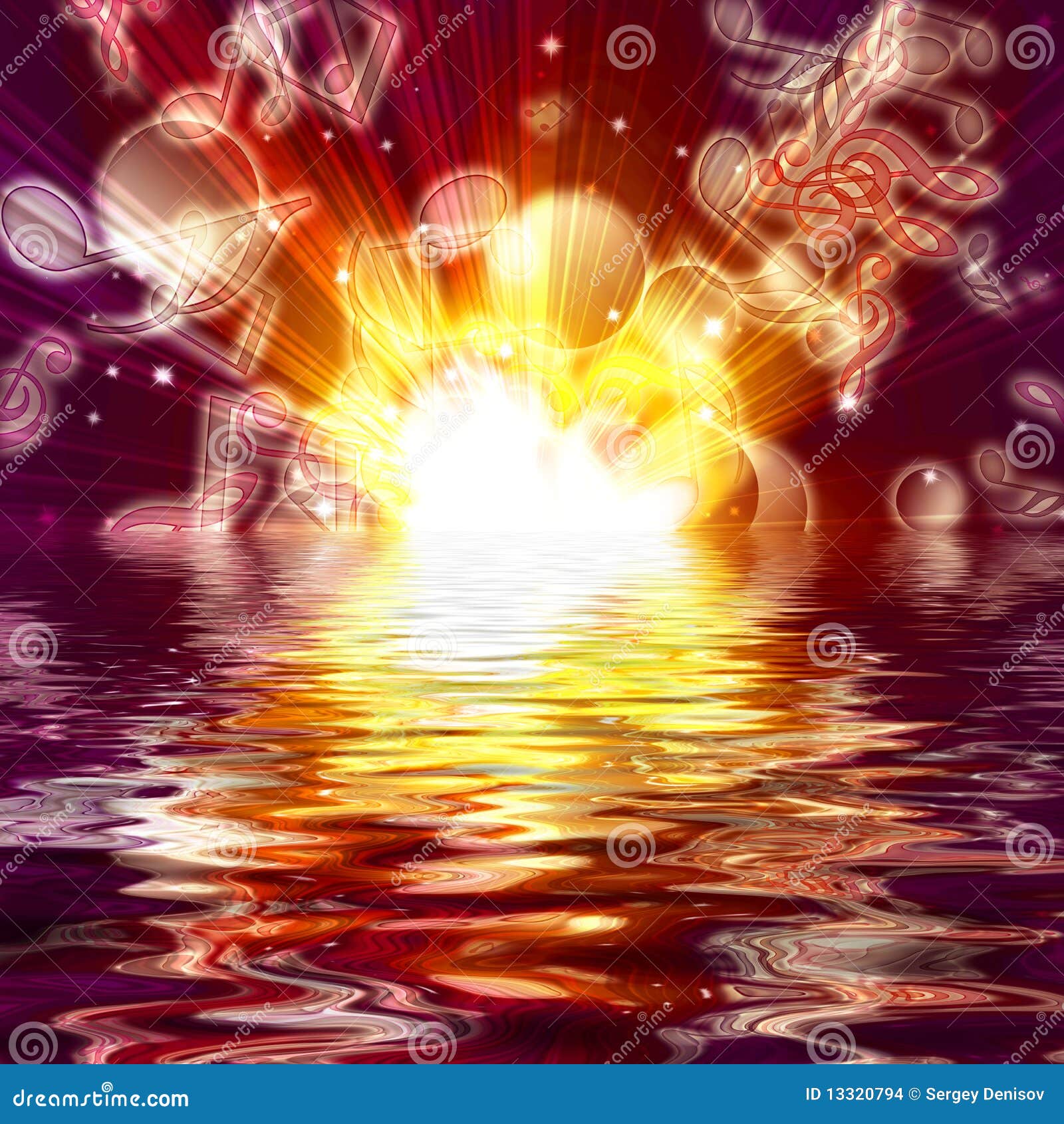 Magic Burst with Stars and Music Notes Stock Illustration ...