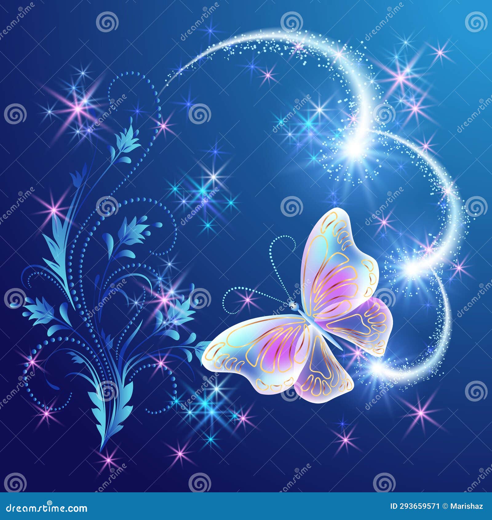Magic Butterfly With Fantasy Sparkle, Blazing Trail And Glowing Stars ... Magic Butterfly With Fantasy Sparkle, Blazing Trail And Glowing Stars ...